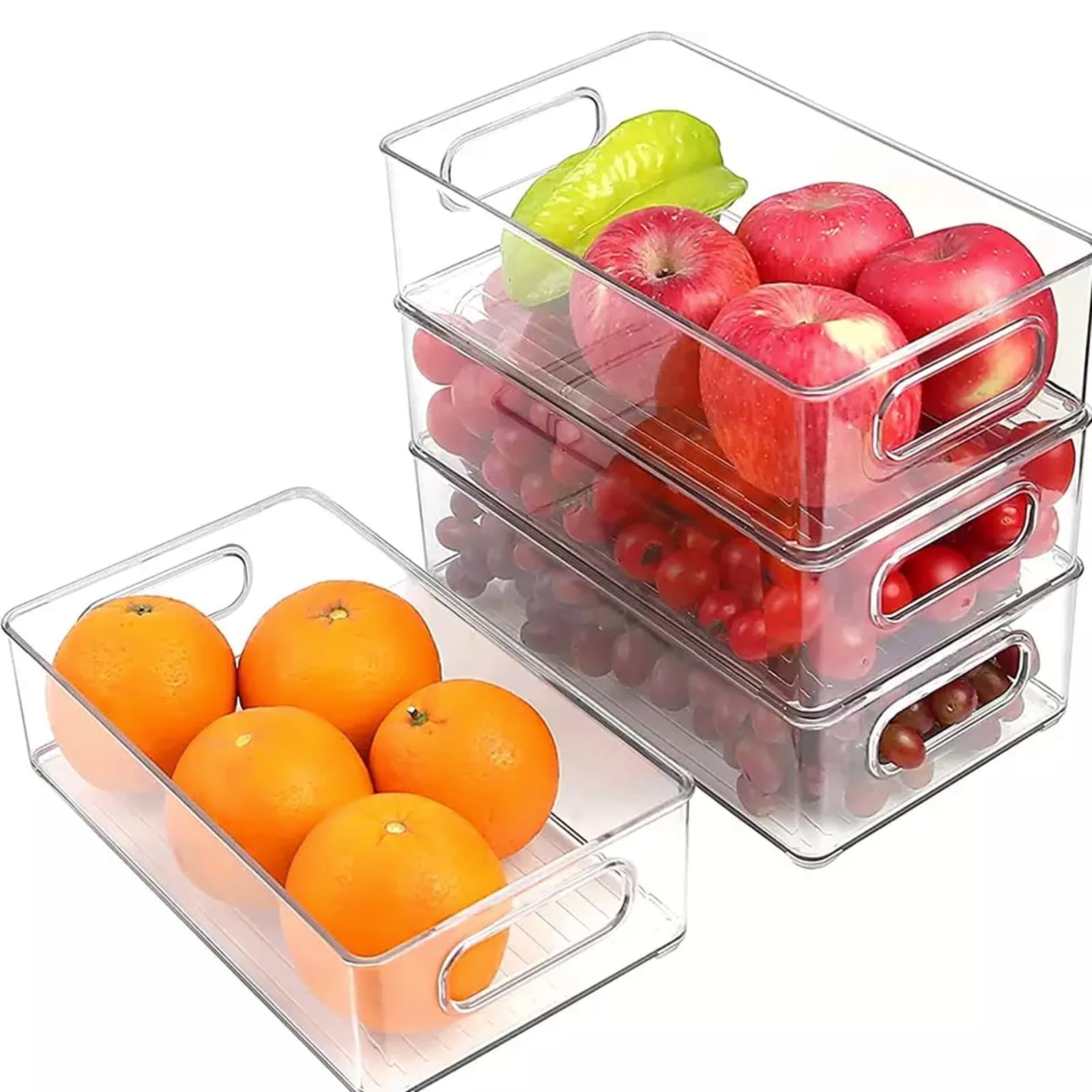 HouseWarming 4pack Stackable Multipurpose Storage Box with Lid, Fridge ...