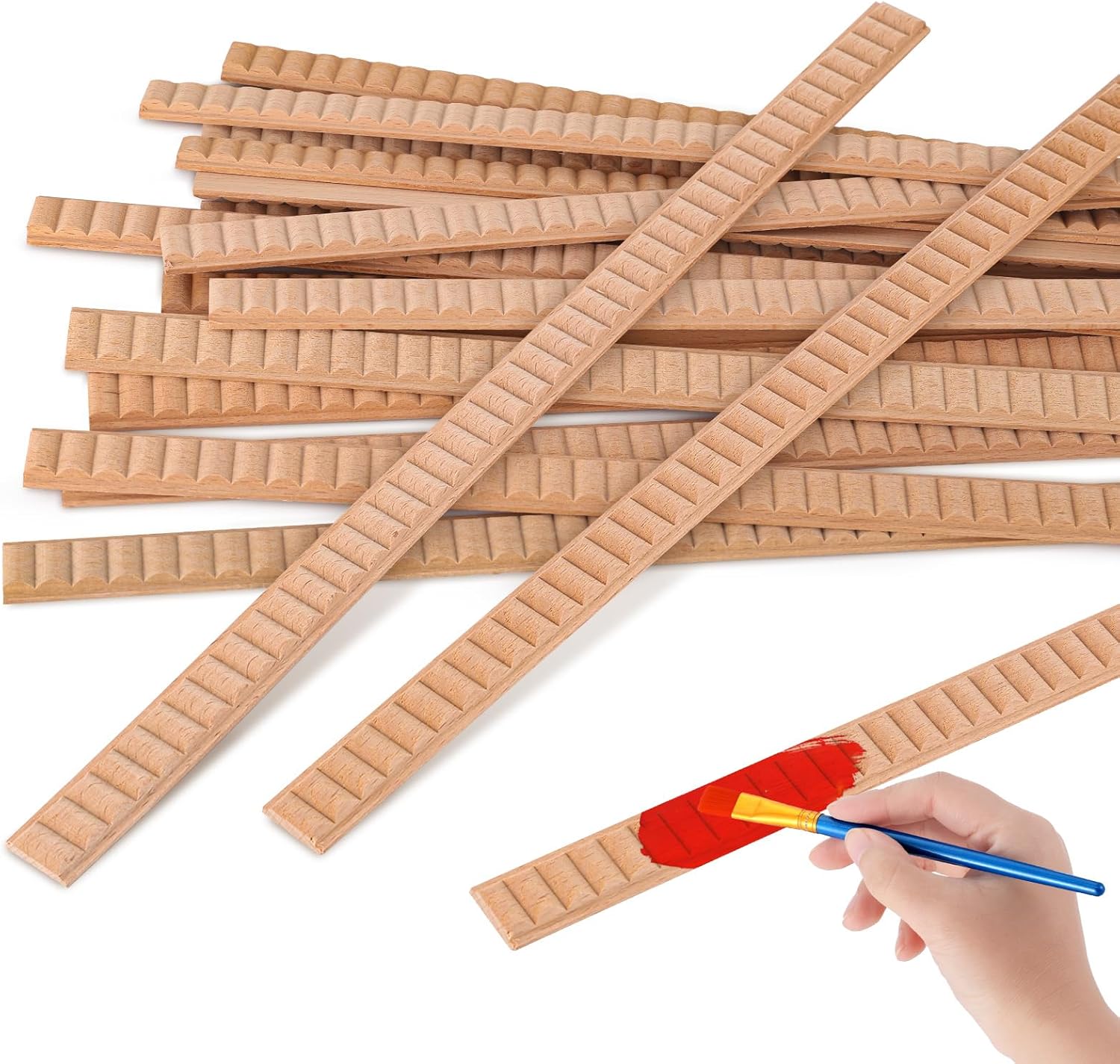 Amazon.com: 18 PCS Unfinished 3D Wood Trim Molding Sticks 15.75inch ...