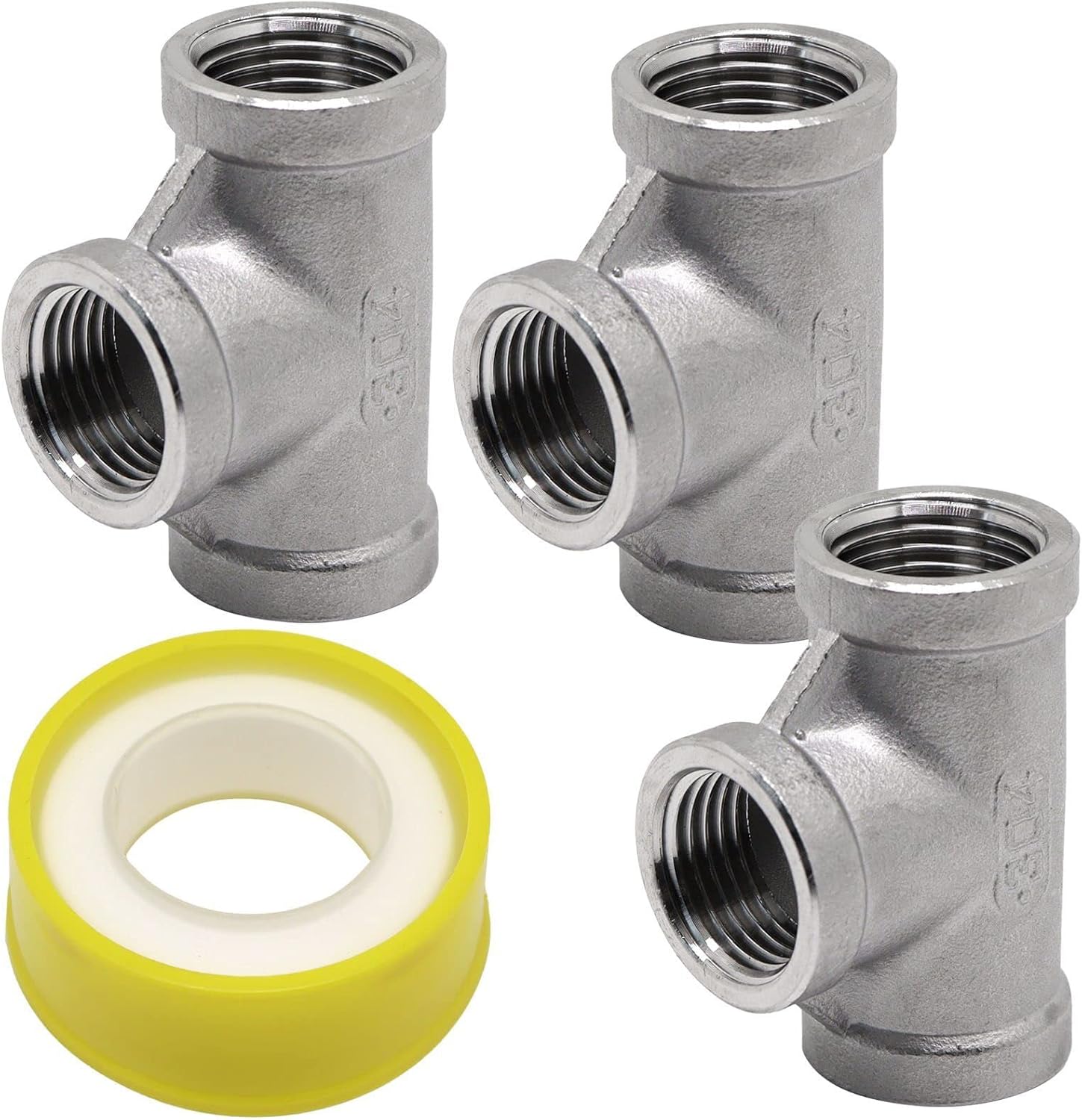 Amazon.com: GDFYMI Pipe Fittings, 1/2 NPT Tee, 3 Way Stainless Steel ...