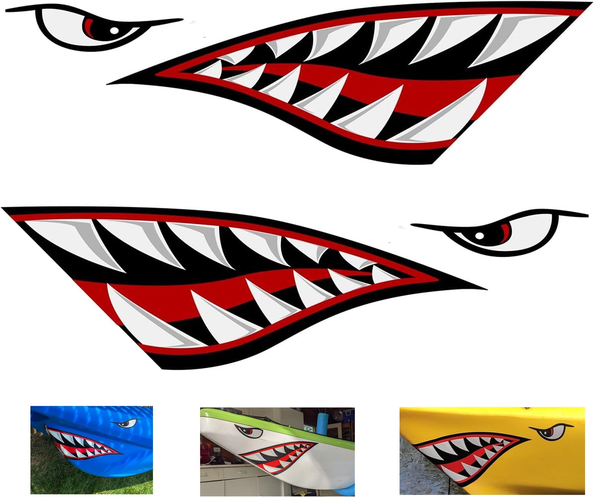 Amazon.com: Alemon Shark Teeth Mouth Reflective Decals Graphics Sticker ...