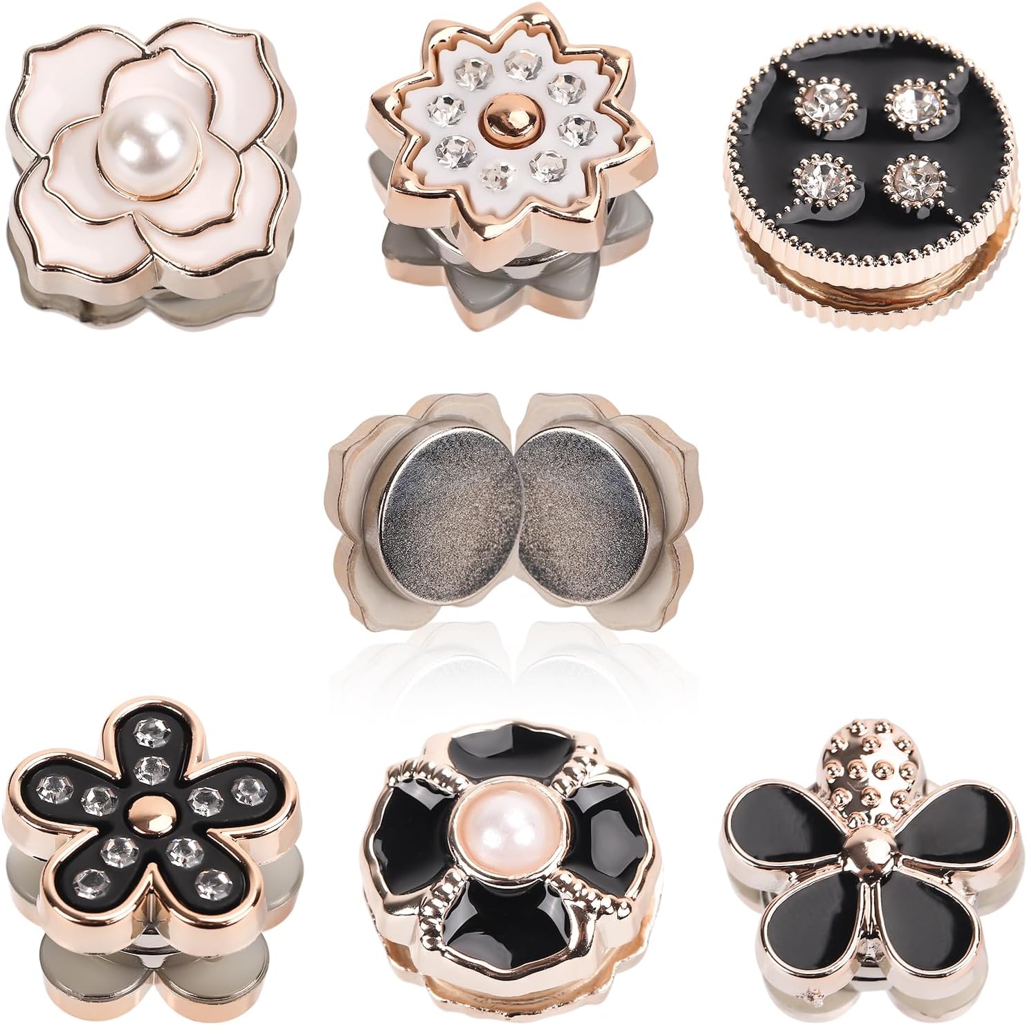 12pcs Magnetic Hijab Pins - Black and White No Snag Magnets ...