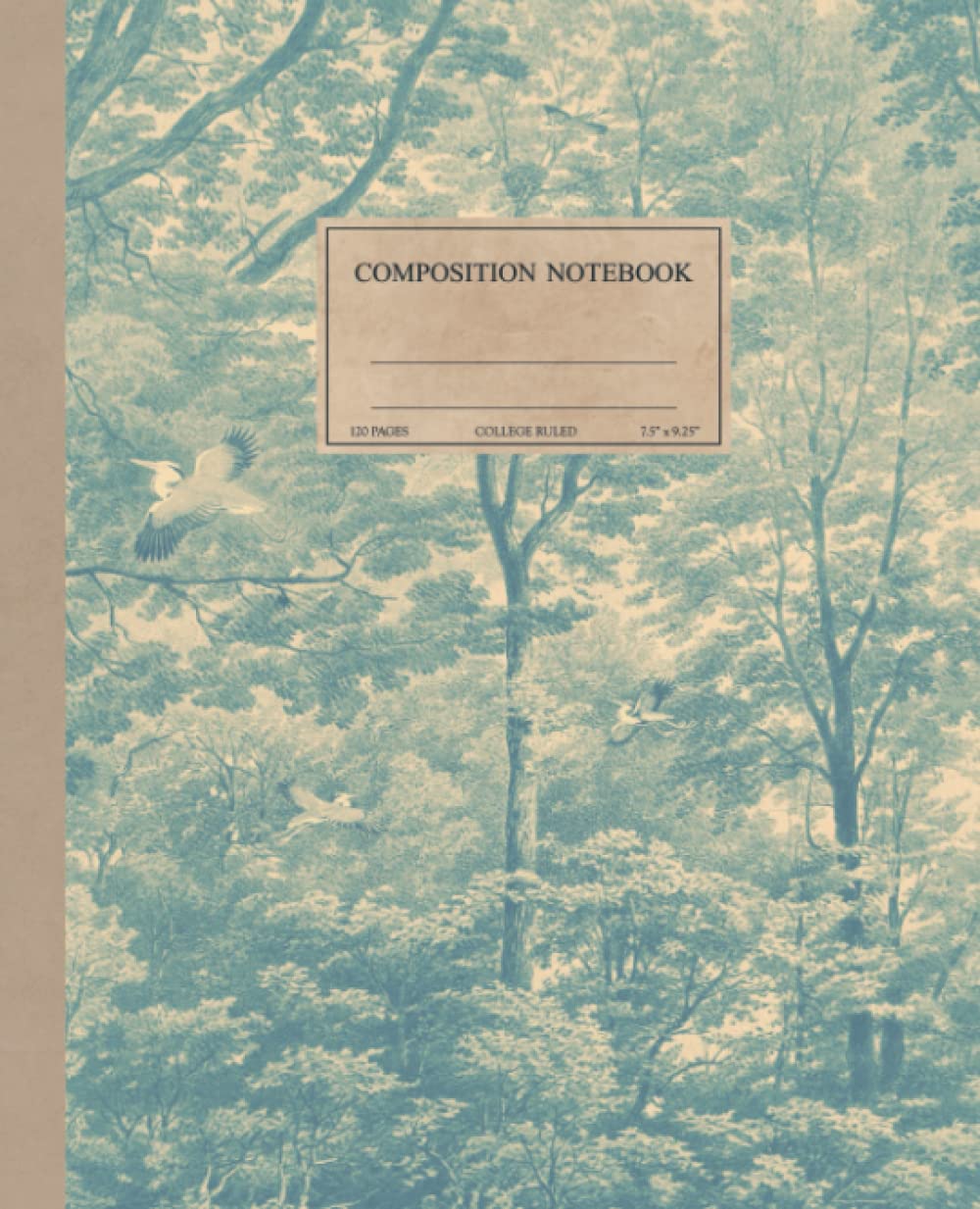 Composition Notebook: Vintage Forest Illustration, Blue Botanical ...