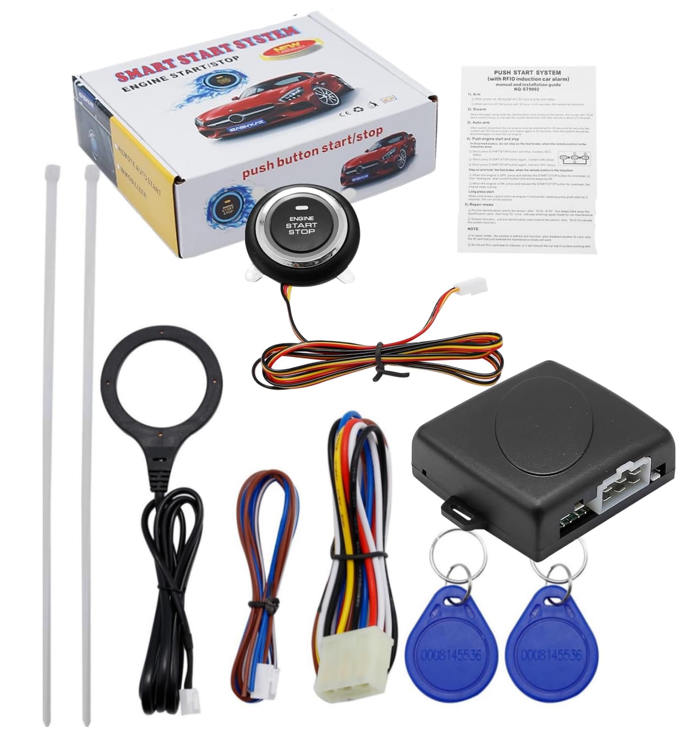 Amazon.com: Push to Start Ignition Kit Smart RFID Push Button Engine ...