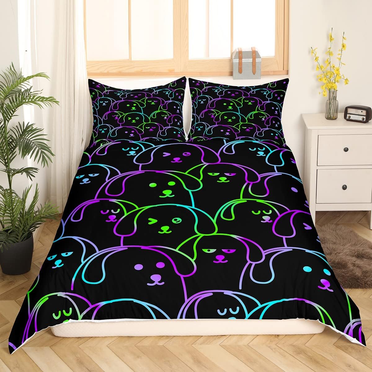 Amazon.com: Erosebridal Dog Themed Bedding Twin Cute Simple Strokes ...