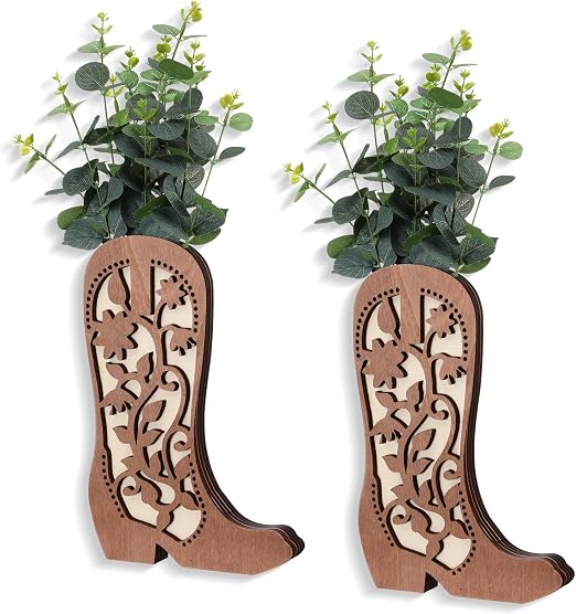 Amazon.com: Havawish 2 Pcs Western Wall Decor Wood Cowboy Boots Wall ...