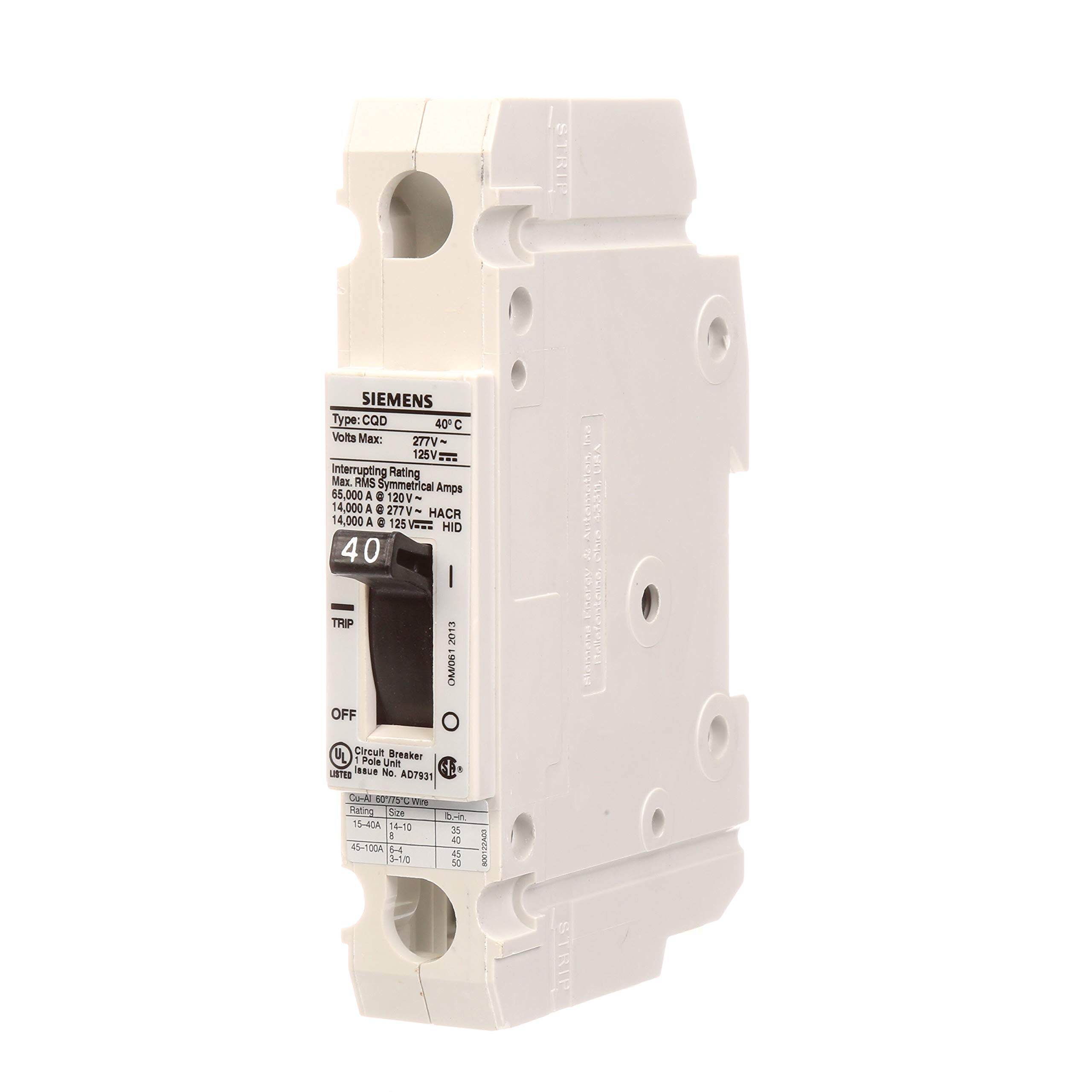 Siemens Surge Protection 1 New In Box Siemens BQD120 1 Pole 277v 20 Amp ...