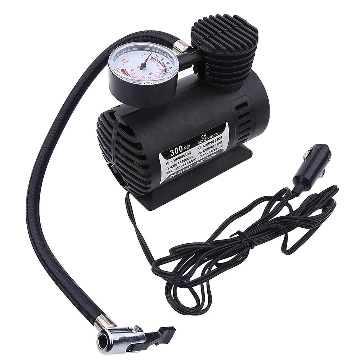 Portable Air Compressor, 12V 300 PSI Electric Air Compressor Mini Tire ...