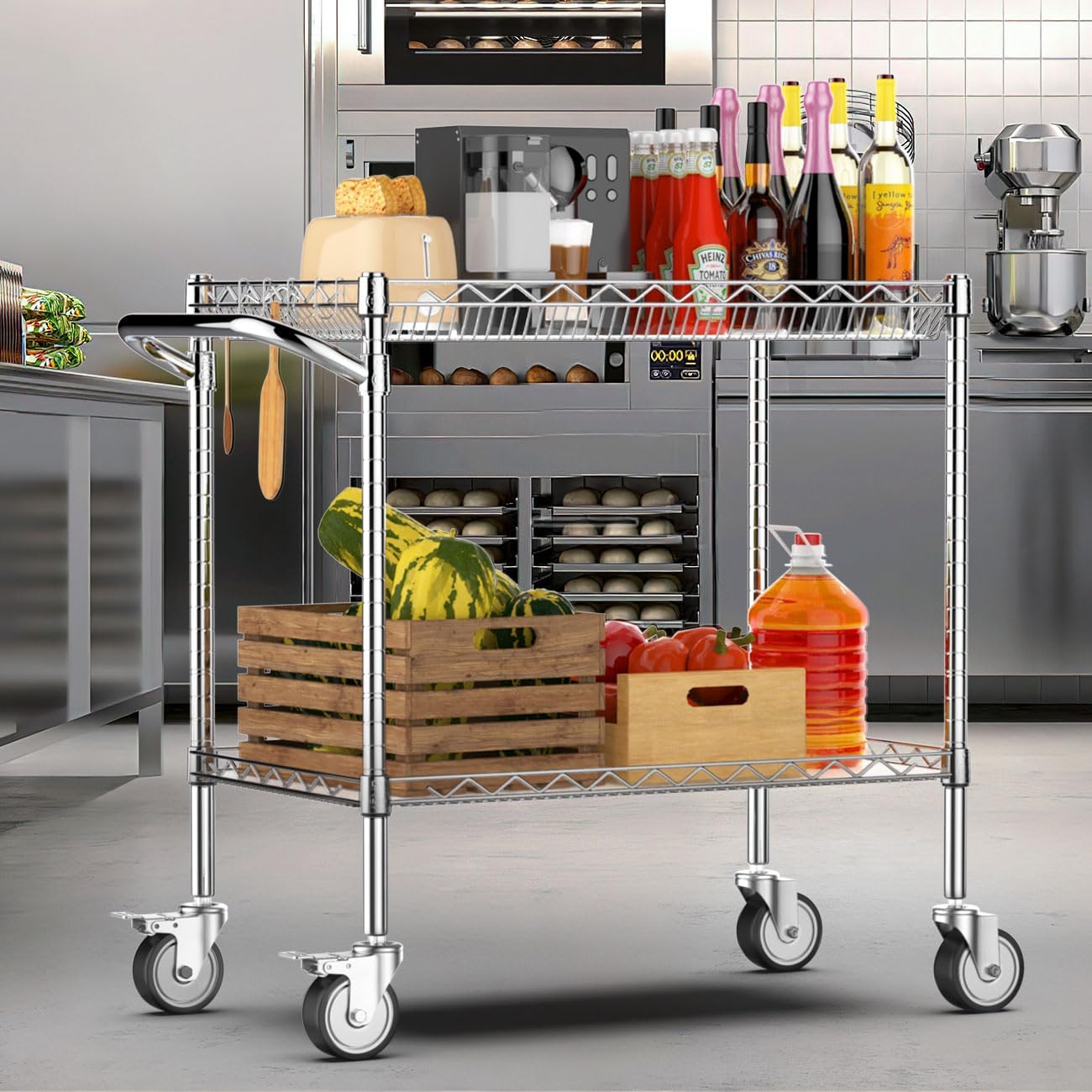 Amazon.com: Leteuke Heavy Duty 2 Tier Utility Cart on Wheels, NSF ...