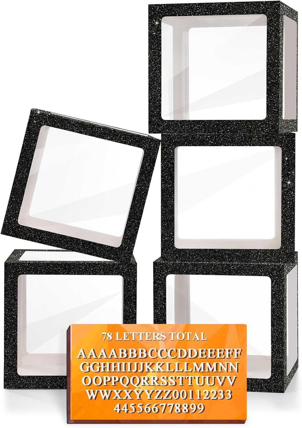Amazon.com: Ledido Black Glitter Transparent Balloon Boxes,Baby Boxes ...