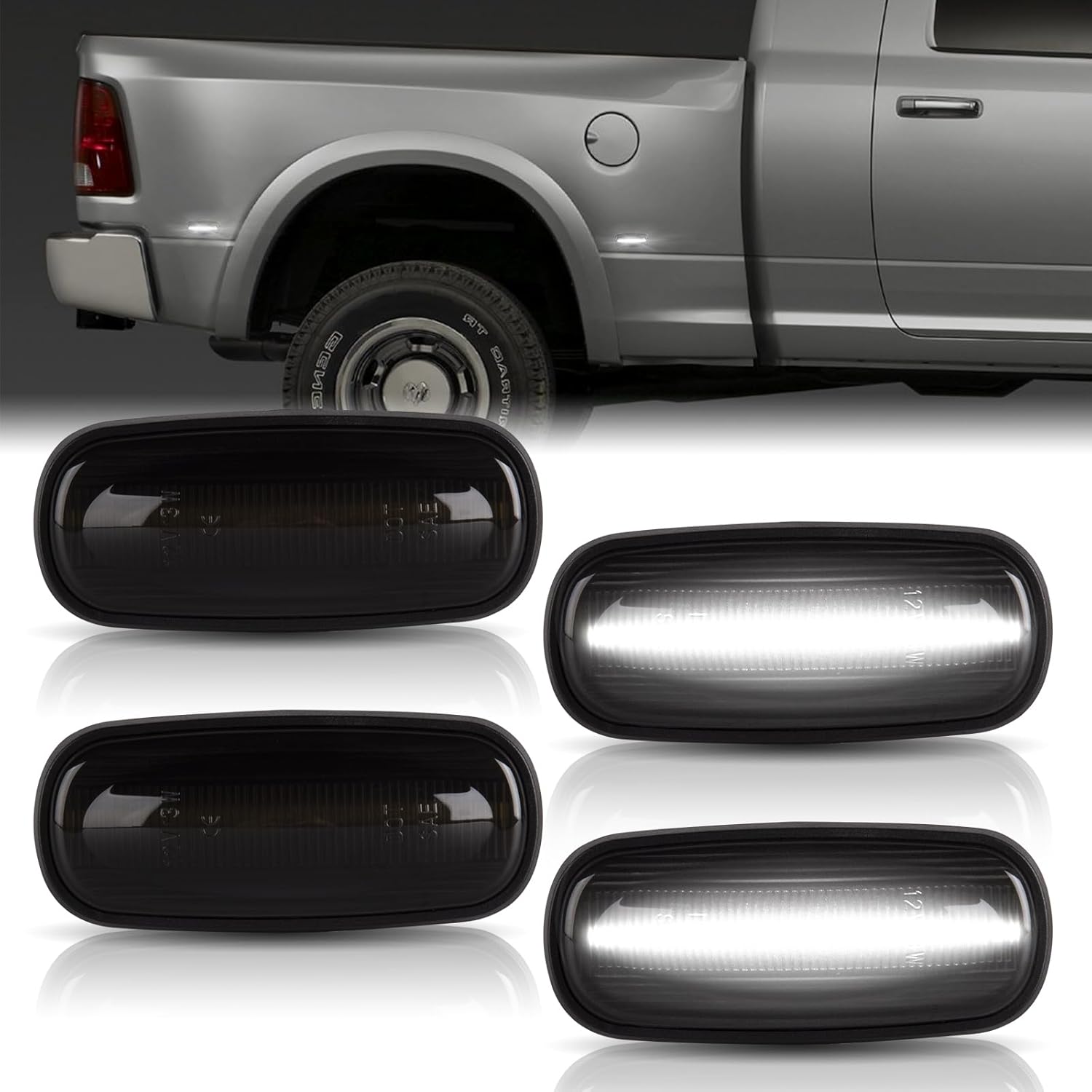 Amazon.com: POPMOTORZ 4Pcs LED Fender Side Marker Light Rear Bed side ...