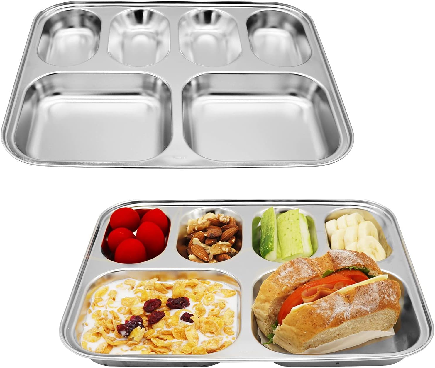 Amazon.com | ZEAYEA 3 Pack Stainless Steel Divided Plate, 304 Stainless ...