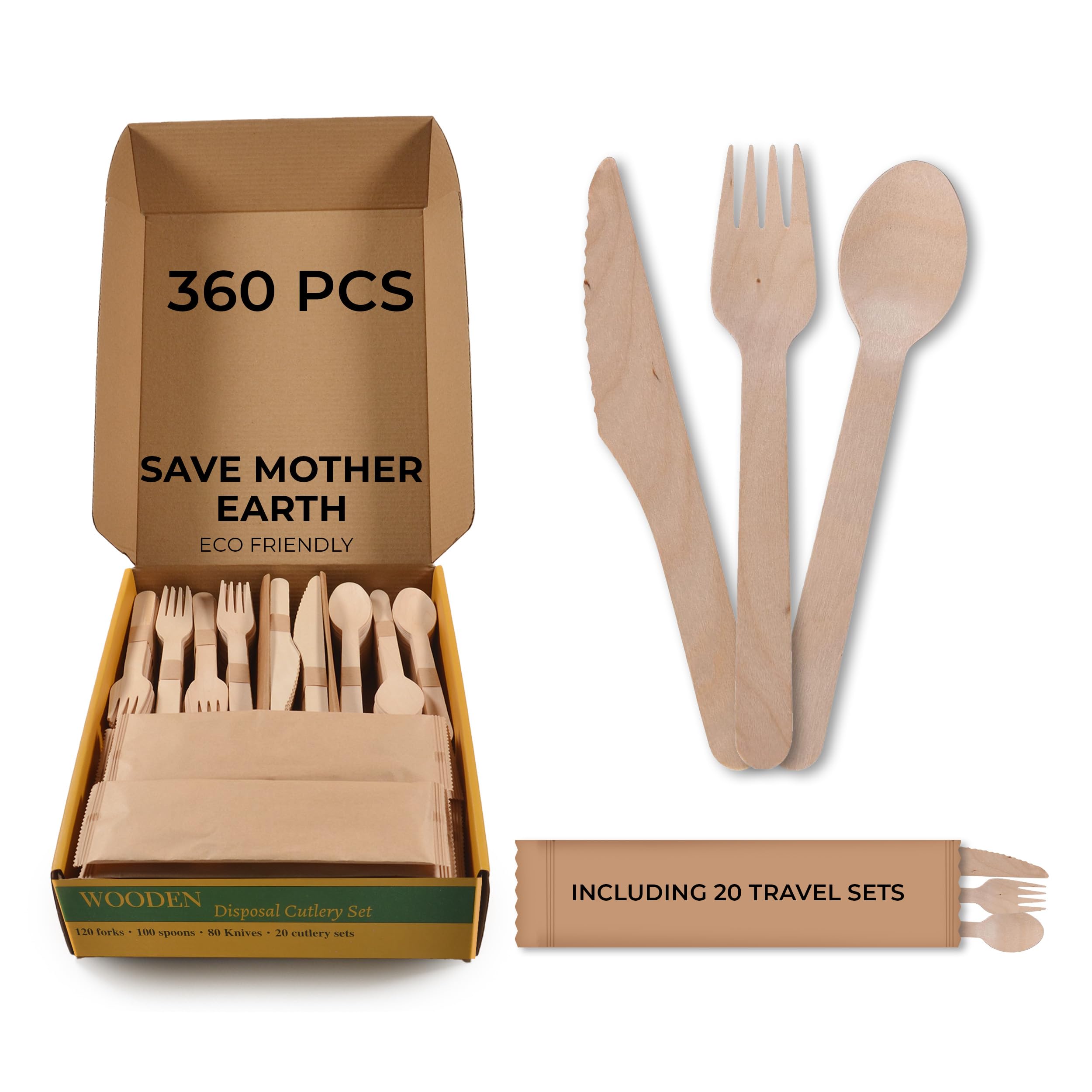 Amazon.com: ZenithPro Wood Compostable Utensils Set or compostable ...