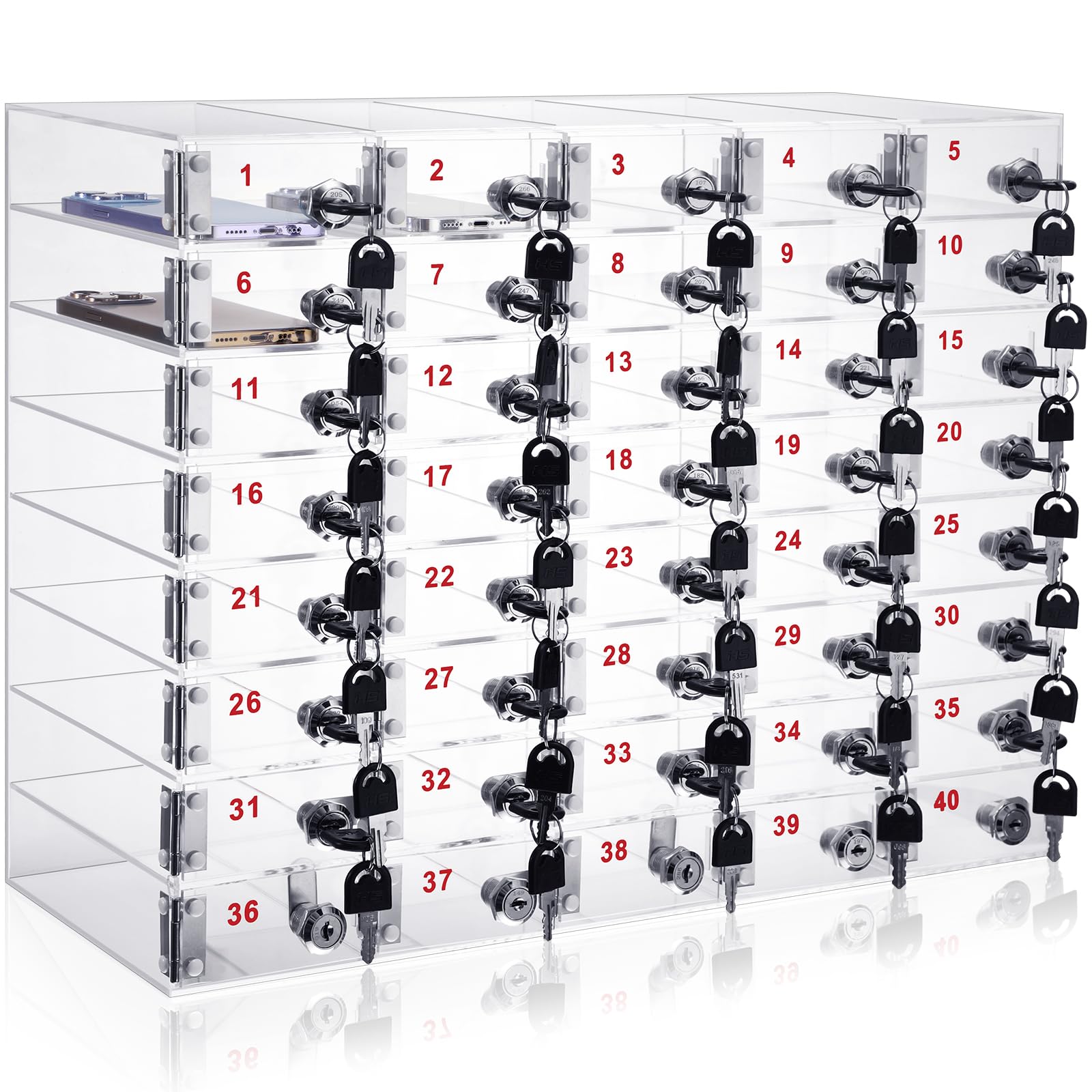 Amazon.com: Layhit 40 Slots Cell Phone Locker Box for Classroom Clear ...