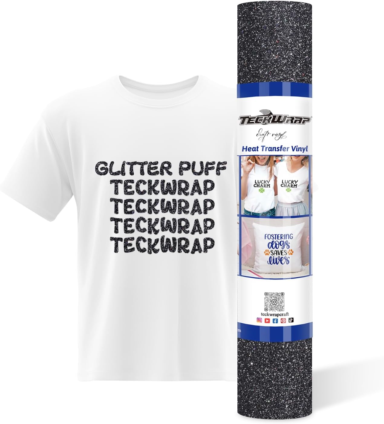 TECKWRAP Puff Glitter HTV 3D Puff Glitter Heat Transfer Vinyl Roll 10 ...