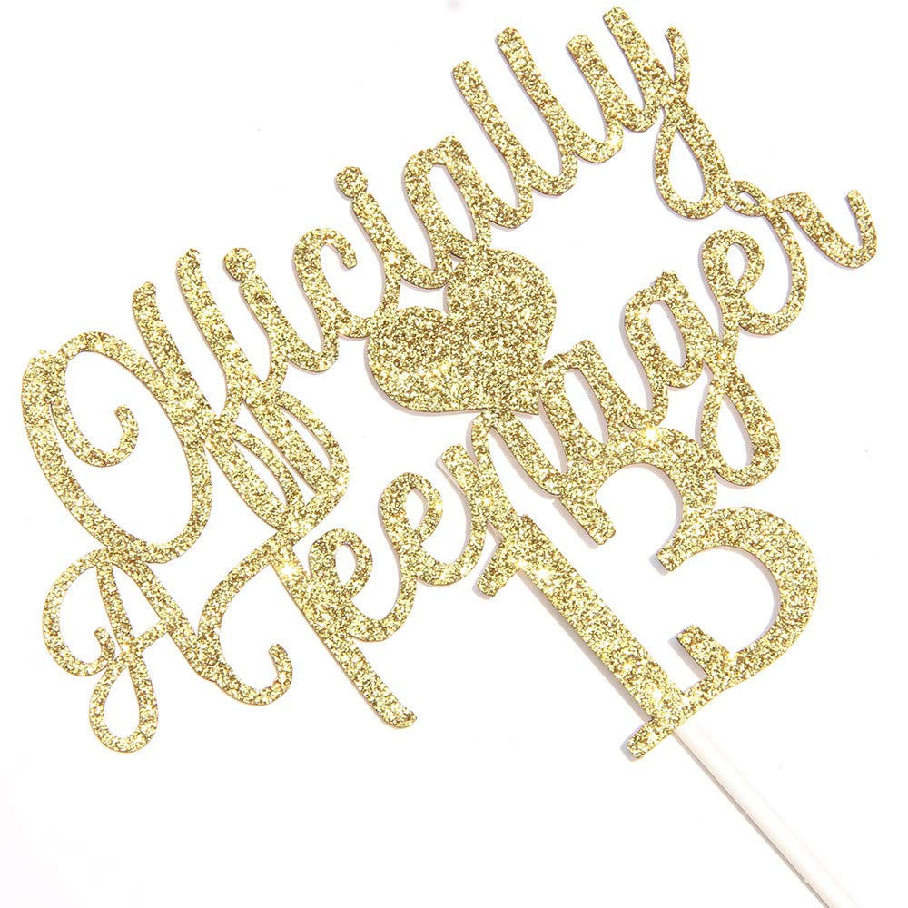 Snapklik.com : Gold Officially A Teenager 13 Cake Topper