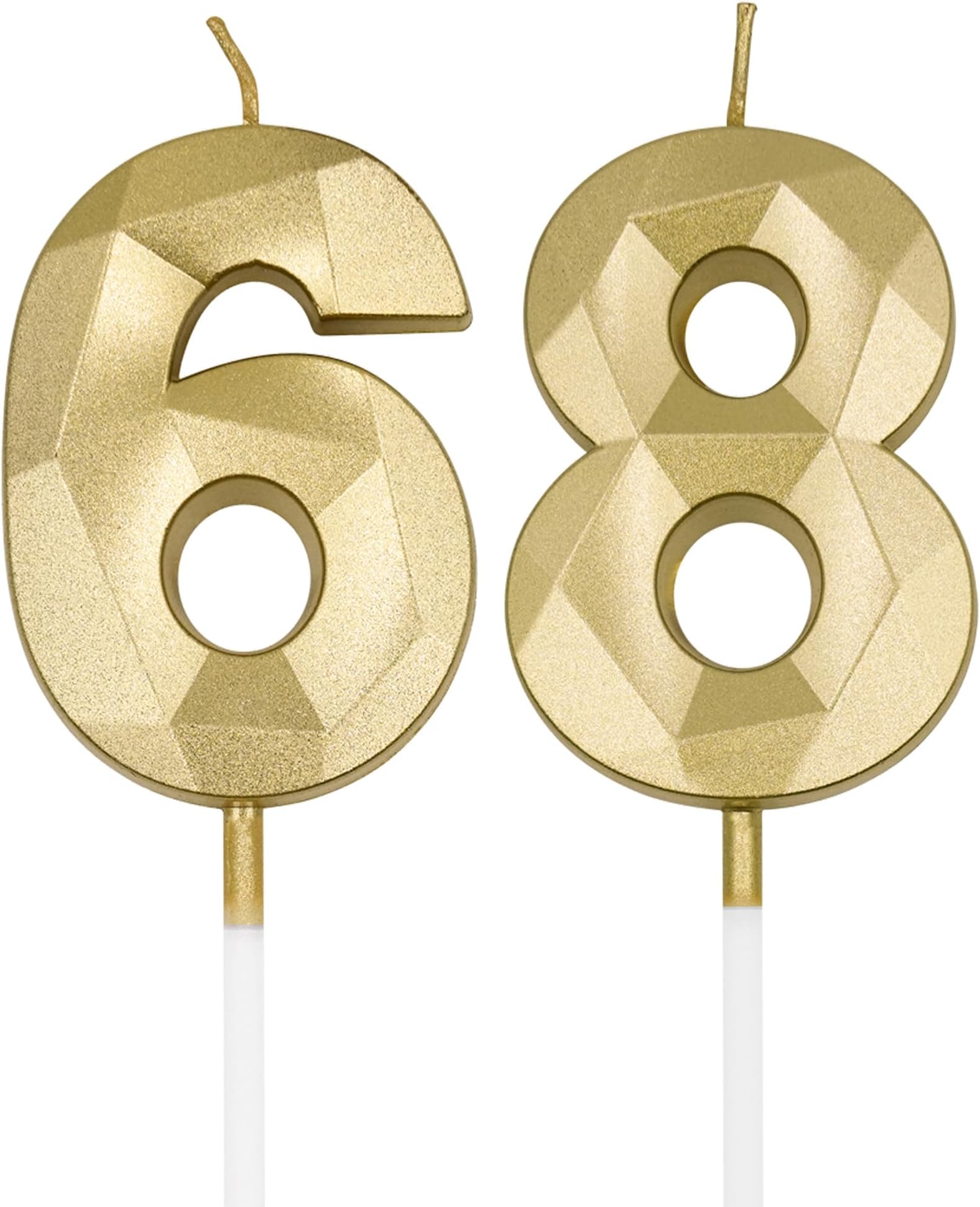 Amazon.com: 68th & 86th Birthday Candles for Cake, Gold Number 68 86 3D ...