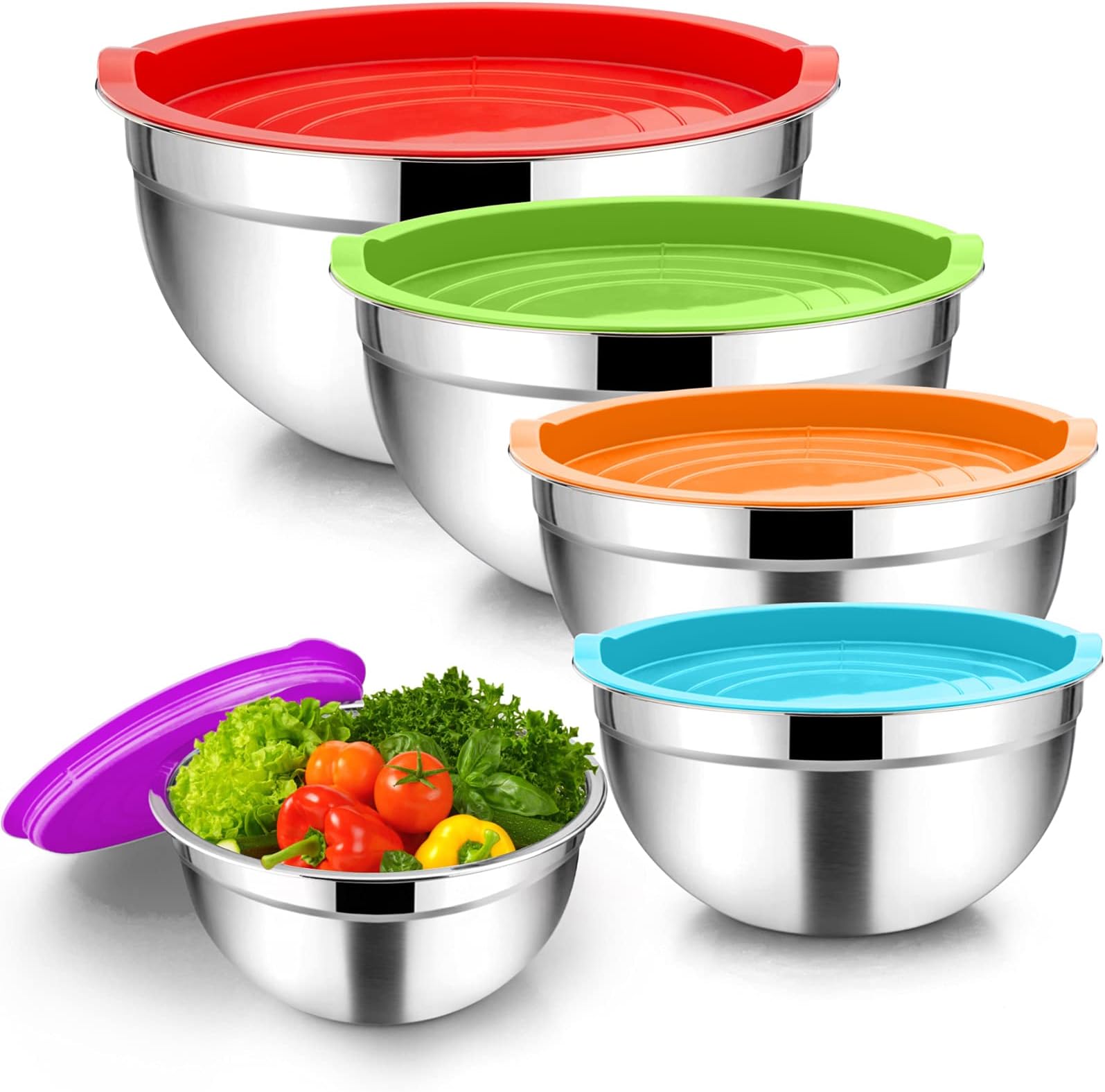 Amazon.com: Wildone Mixing Bowls with Airtight Lids, Stainless Steel ...