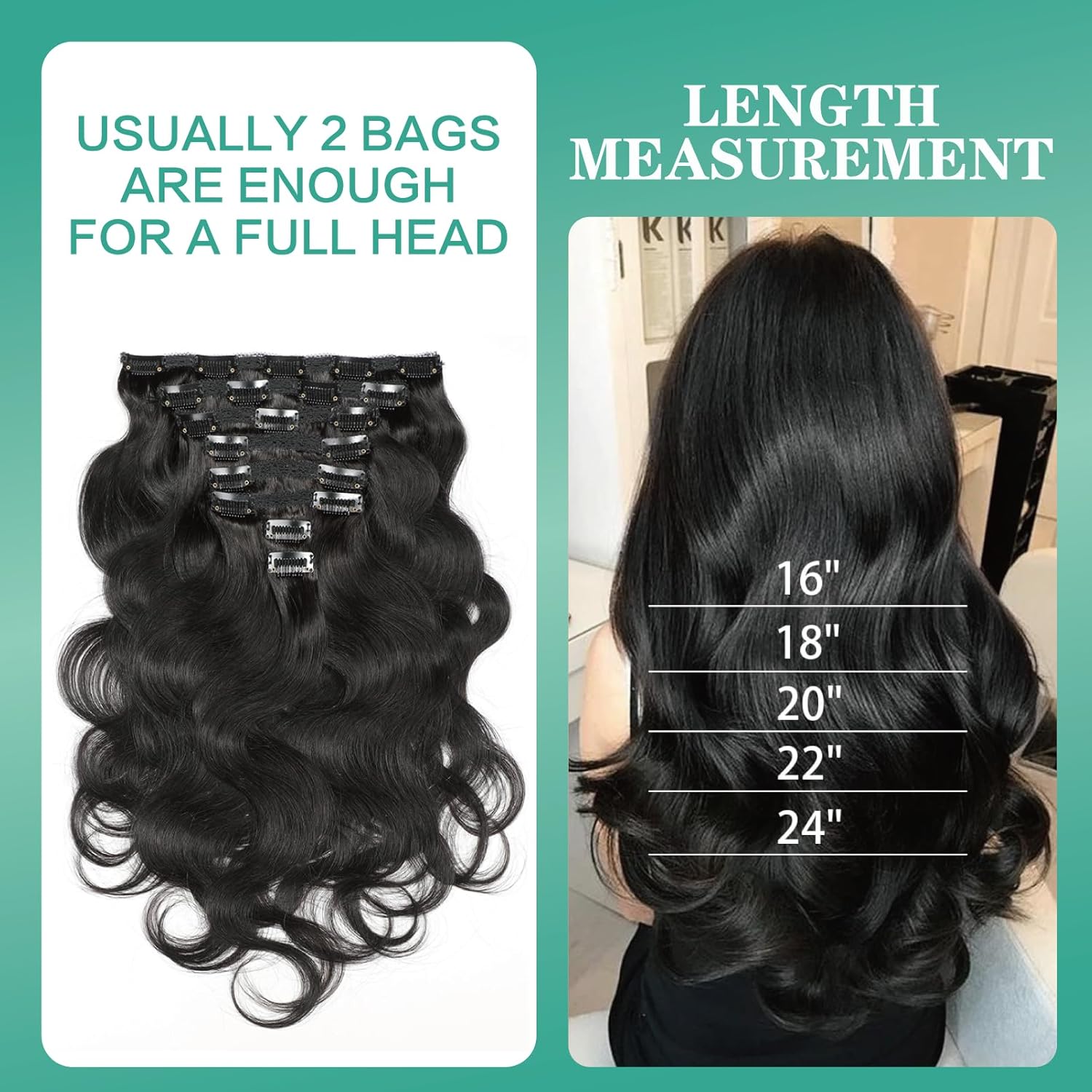 Humistwbiu Extensiones de cabello humano ondulado con clip, para mujeres negras, cabello humano ...