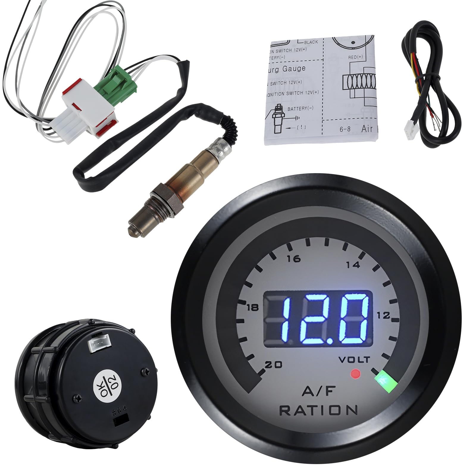 Amazon.com: Digital Air Fuel Ratio Gauge Kit, 52mm/2inch 12V Precise ...