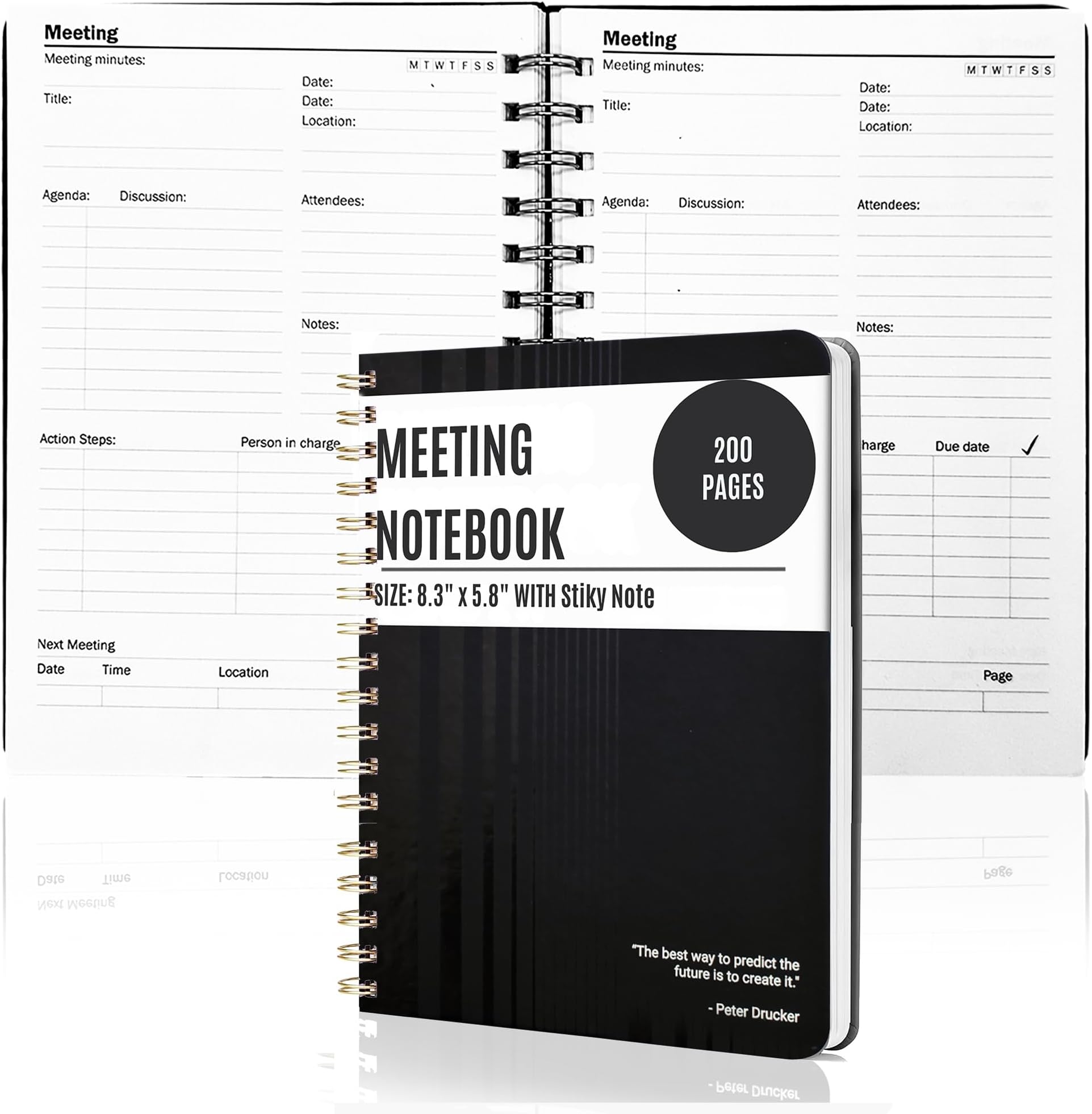Amazon.com : Executive Hardcover Spiral Meeting Notebook, Notebook for ...
