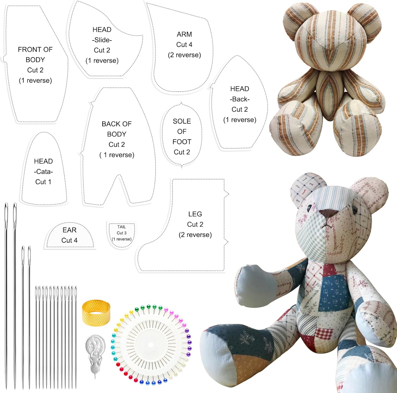 Amazon.com : Yasons Memory Bear Sewing Patterns Template Ruler Set ...
