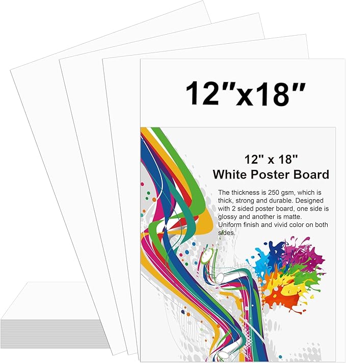 Amazon.com : 10 Pcs 12" x 18" Poster Board White Poster Board Paper ...