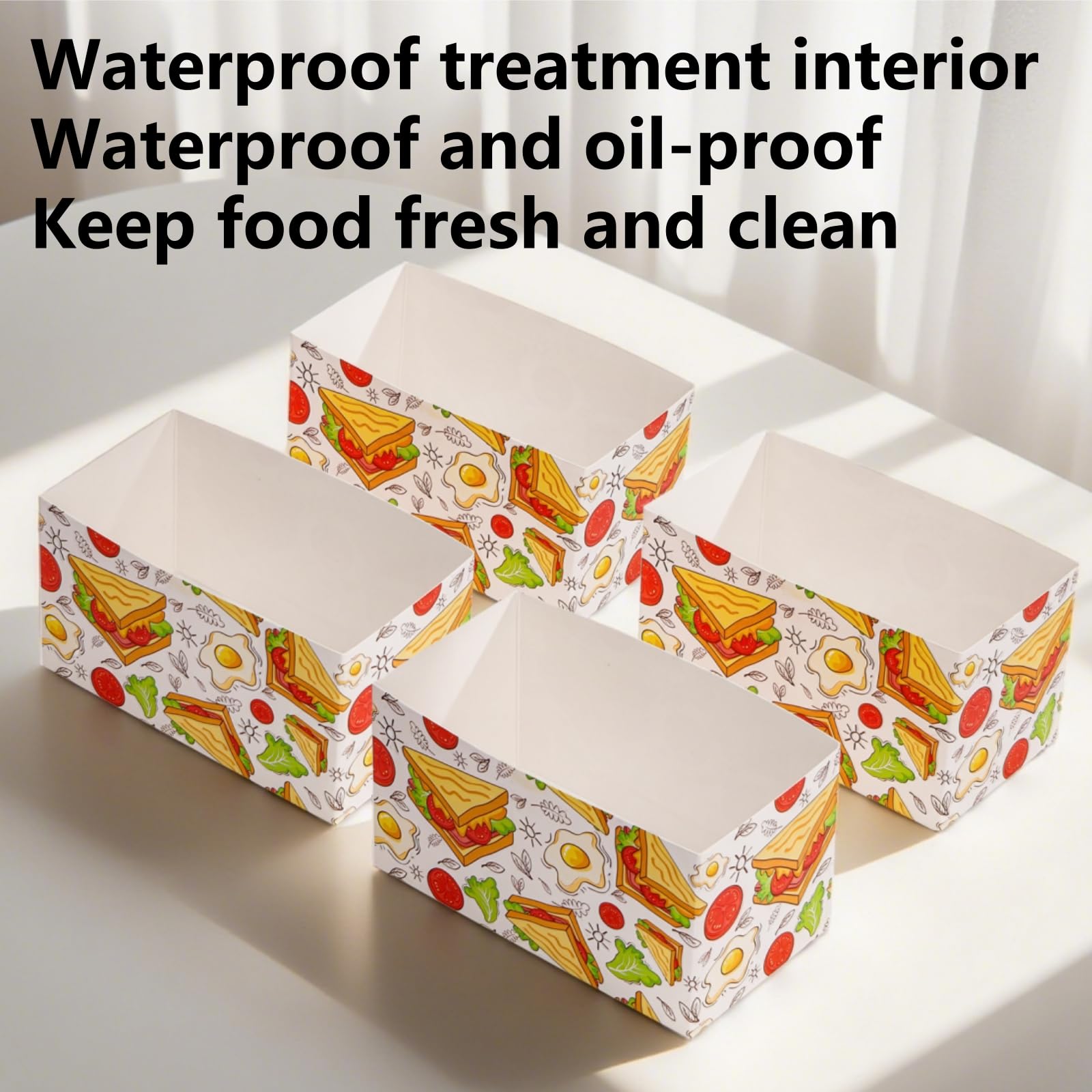 Snapklik.com : 100 PCS Disposable Sandwich Paper Boxes, Egg Sandwich ...