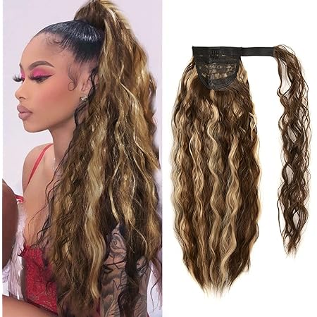 Amazon.com : Wavy Ponytail Extension Claw Clip, 22 Inch Corn Wave Pony ...