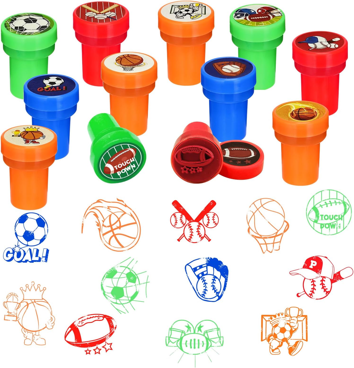 Amazon.com: 24 Pcs Sports Themed Stampers for boys girls, Football ...