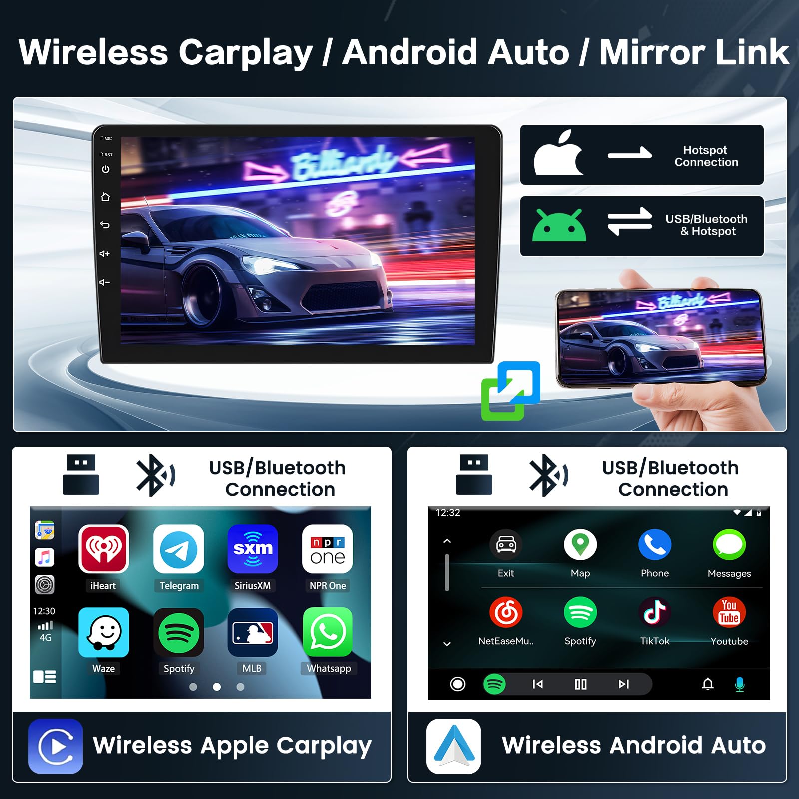 8-Core 4+64G Android 13 Car Stereo Upgrade Radio for Ford Mustang 2009 ...