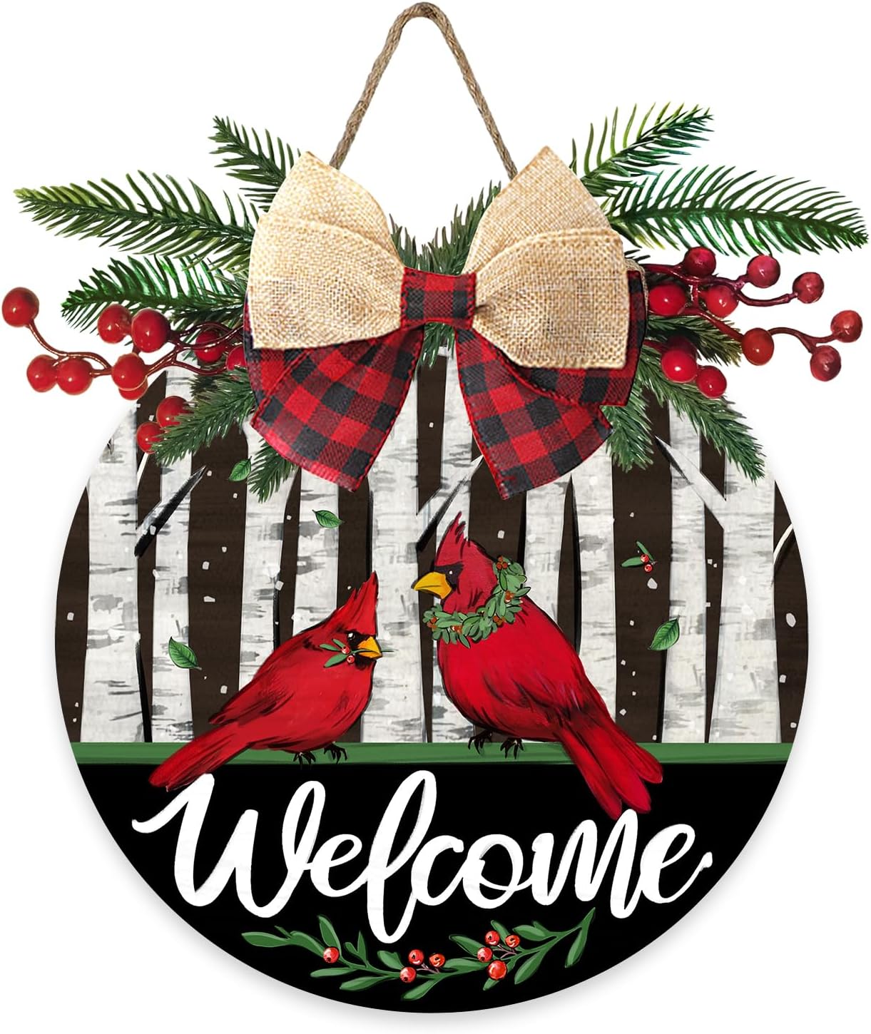 Amazon.com: Deroro Welcome Christmas Cardinal Front Door Sign, Xmas Red ...
