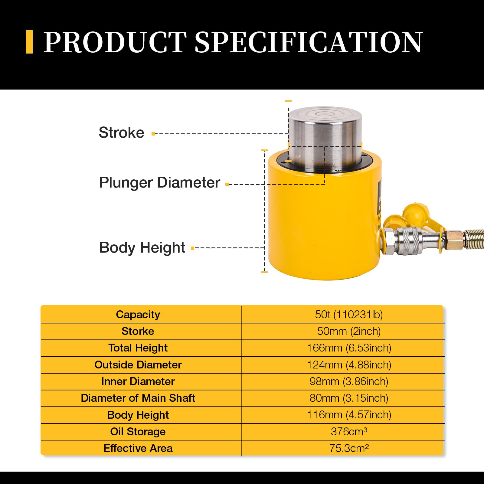 Porta Power Ram Mini Hydraulic Cylinder Jack - Low Profile For ...