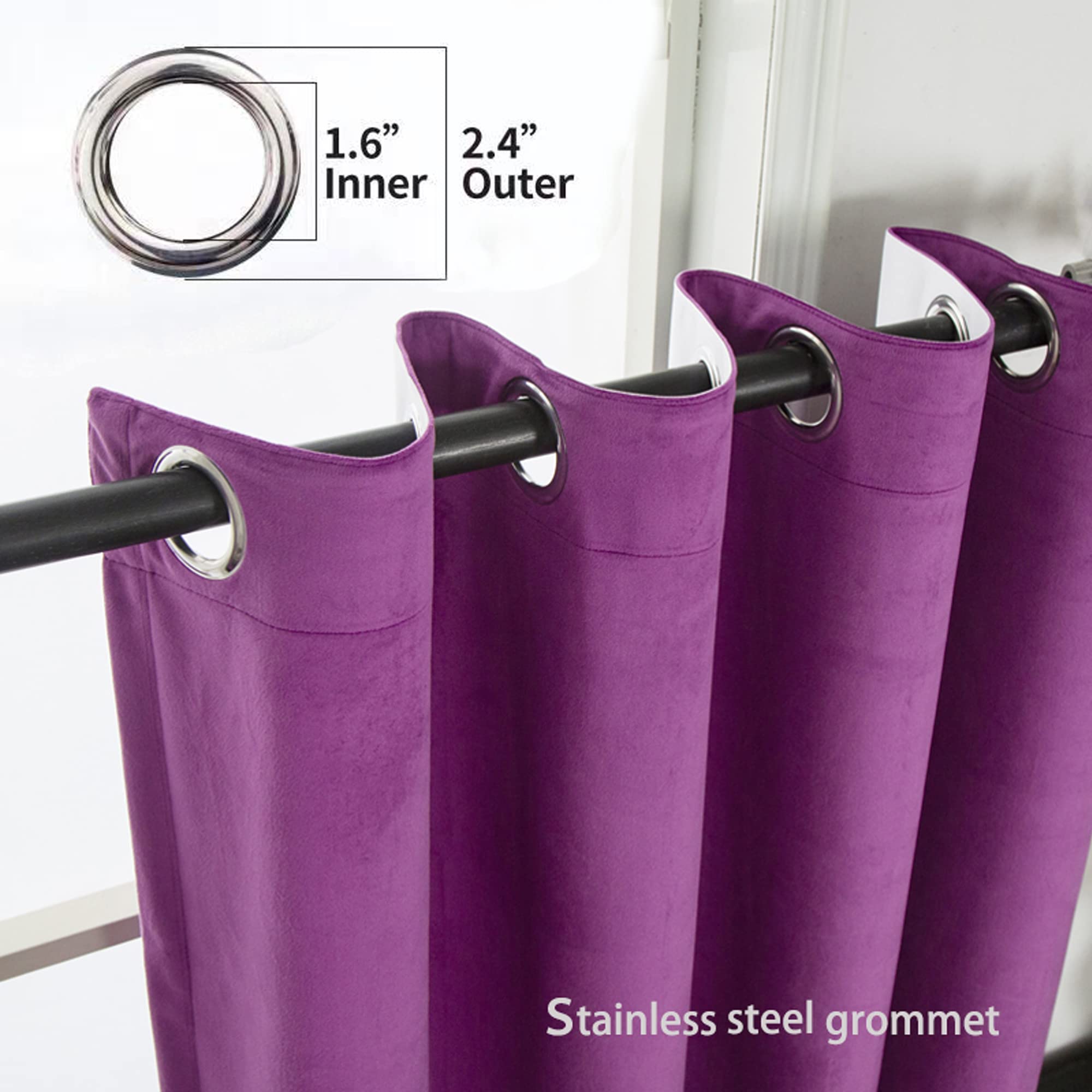 Luxury Violet Velvet Curtains Super Soft Panels Set of 2 Window Long ...