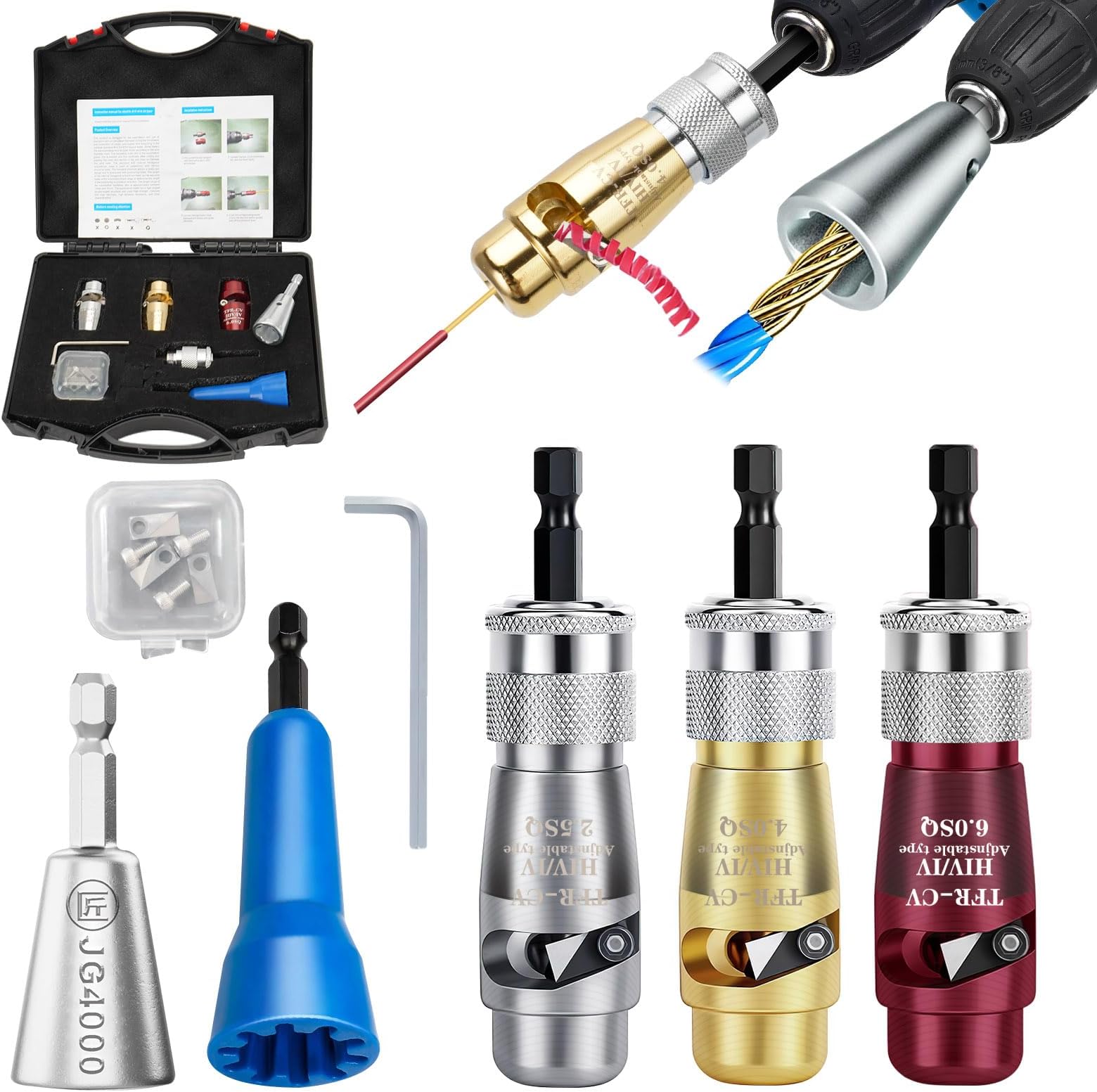 SUNJOYCO Wire Twister Tool for Drill, 2PCS Wire Stripping and Twisting Tools, Portable Drill ...