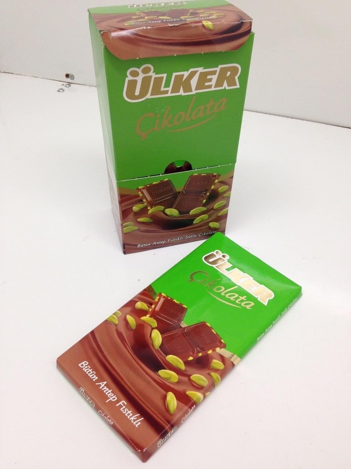 Amazon.com : Ulker Pistachio Chocolate 100gr (6 in Box) : Grocery ...