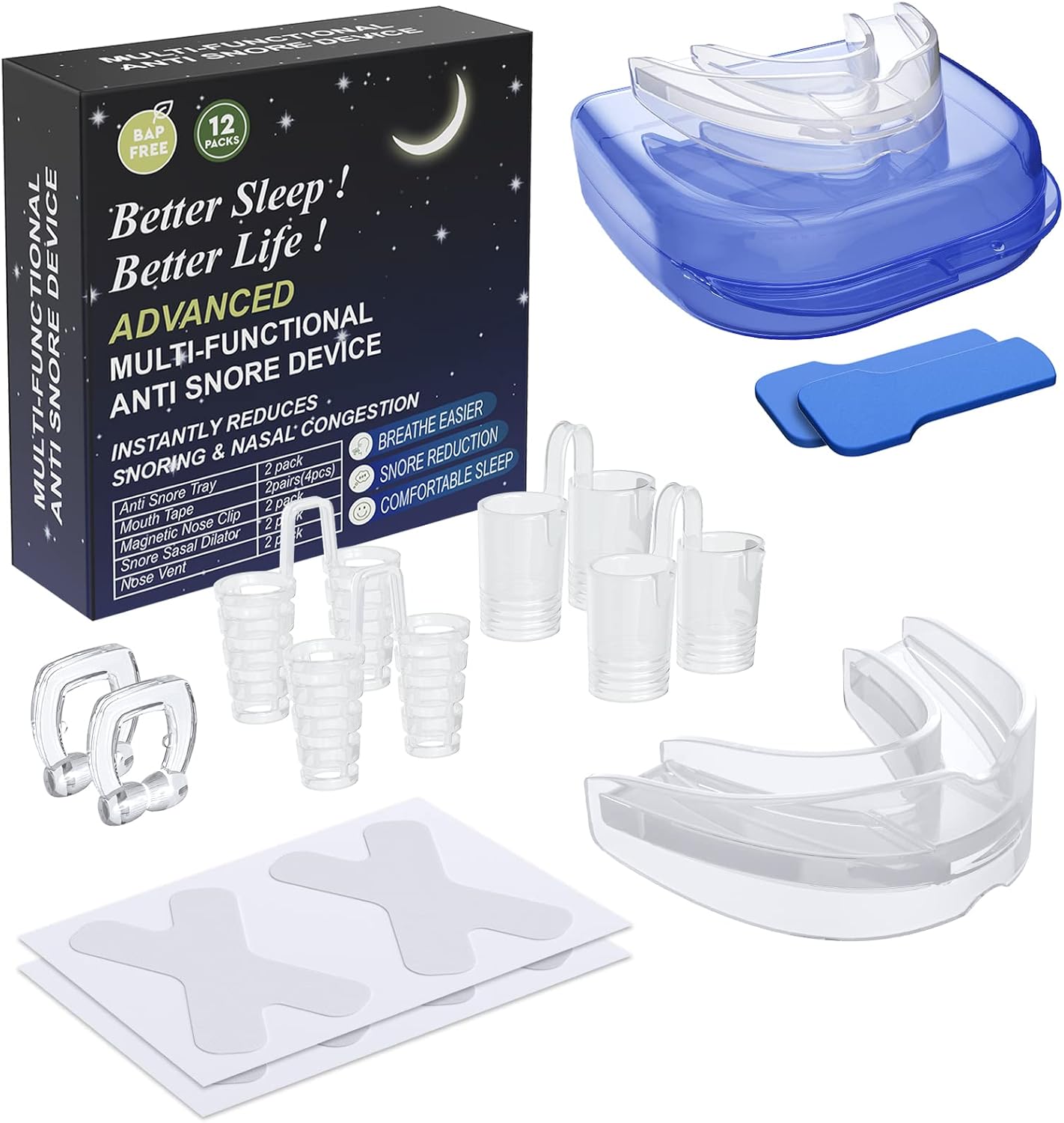 Anti Snore Devices, 12 Packs Anti Snoring Solution, Snoring Solution ...