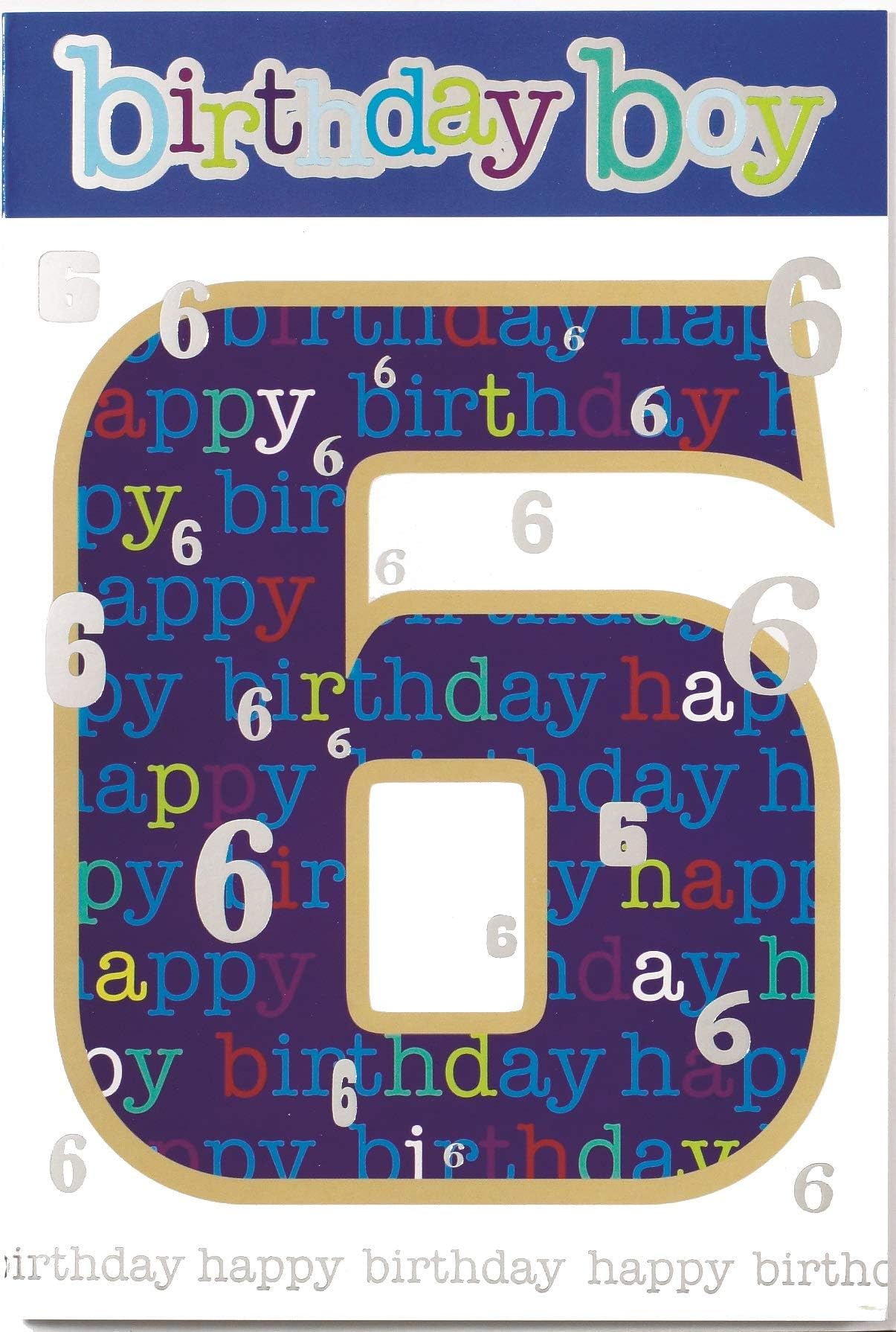 Age 6 Boy Birthday Card - 6th Birthday Multicoloured Writing Stars 7 ...