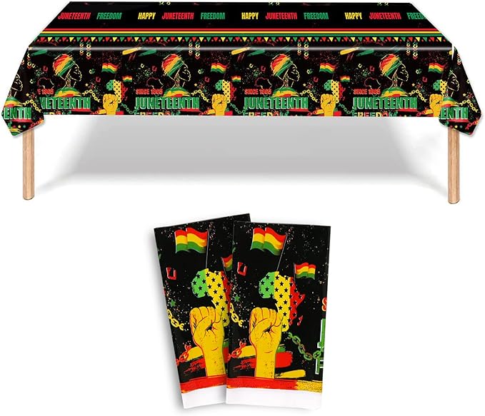 Amazon.com: 2 Pack Happy Juneteenth Tablecloths Party Decorations,Black ...
