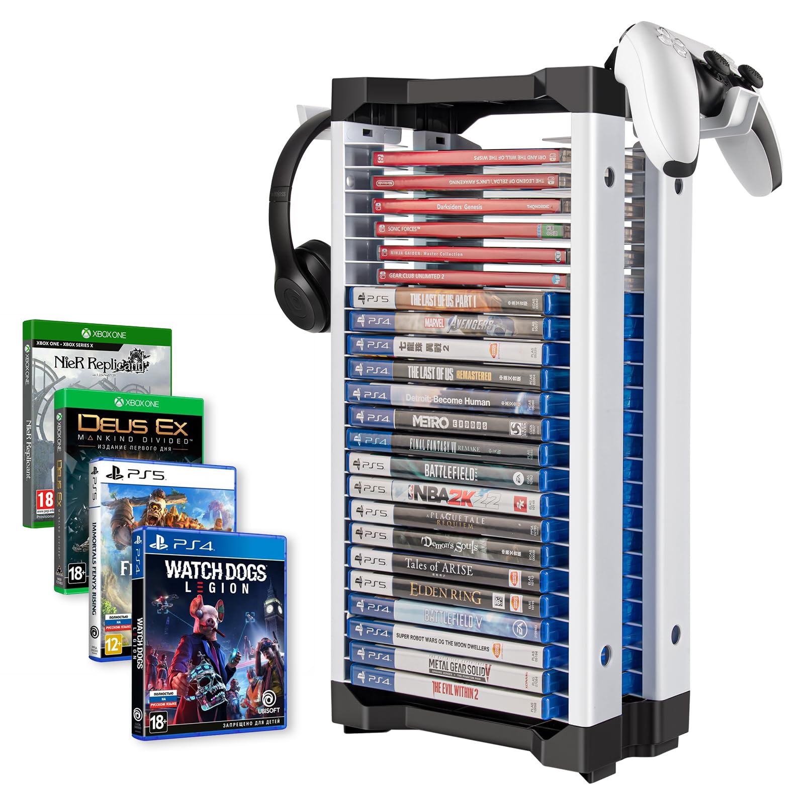Amazon.com: ASFSKY Game Storage Tower Universal Video Game Storage for ...