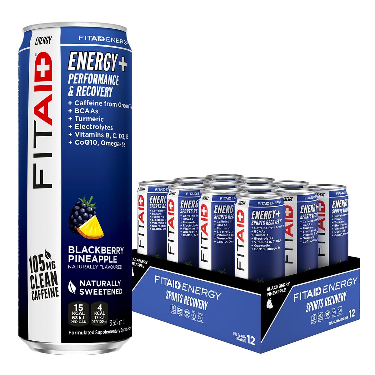 FITAID ENERGY, 105mg Natural Caffeine, Keto, Blackberry Pineapple ...