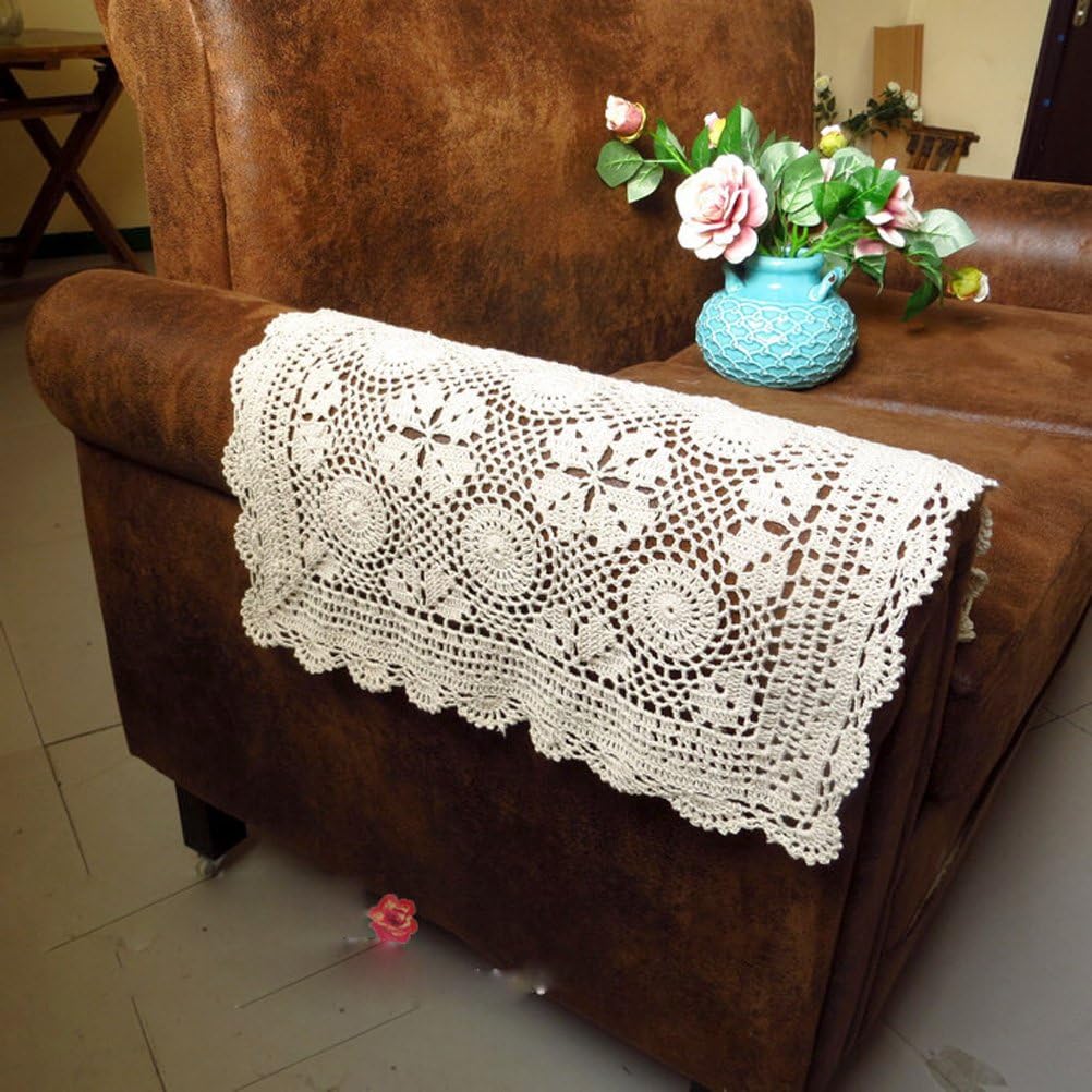 Amazon.com: WCHUANG Handmade Square Crochet Cotton Lace Table Placemats ...