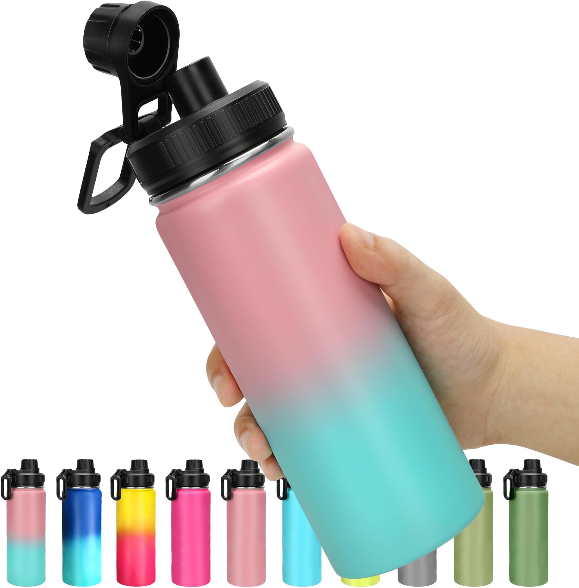 Amazon.com: Fijinhom 18oz Insulated Stainless Steel Water Bottle, Wide ...
