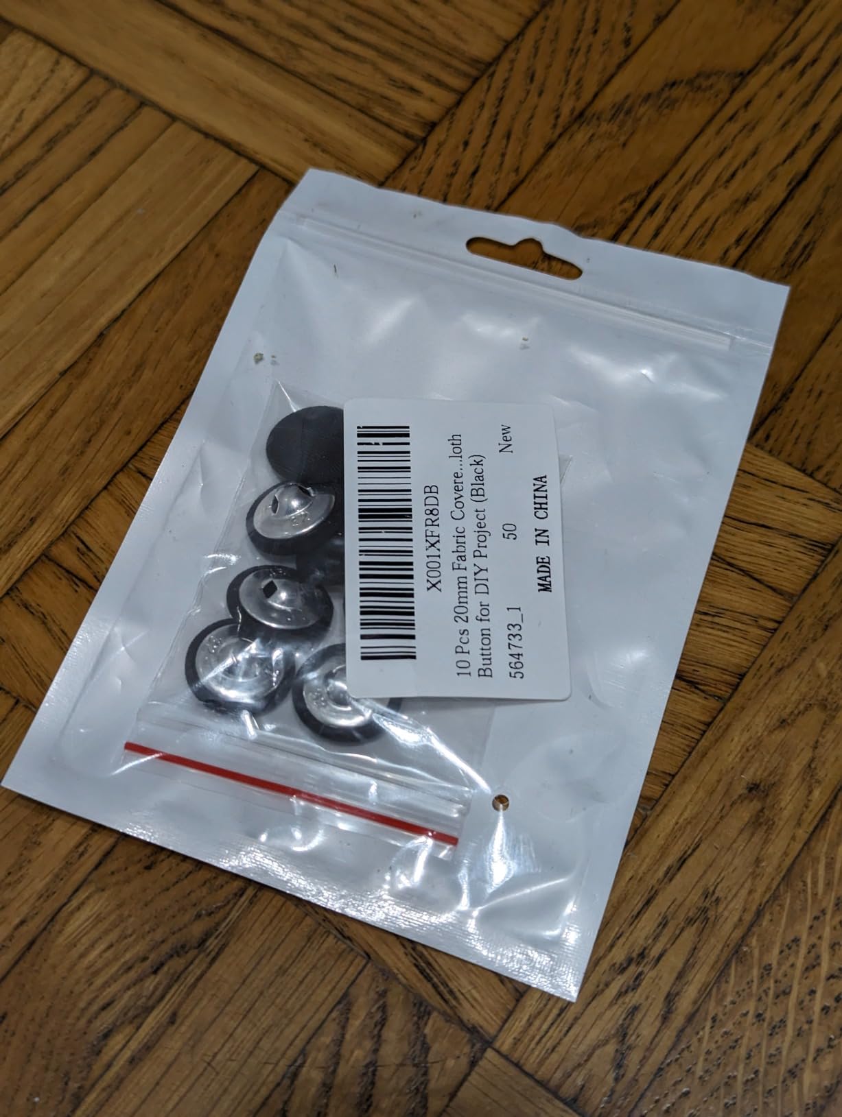 10 Pcs 20mm Fabric Covered Black Buttons, Round Metal Shank Crafting ...