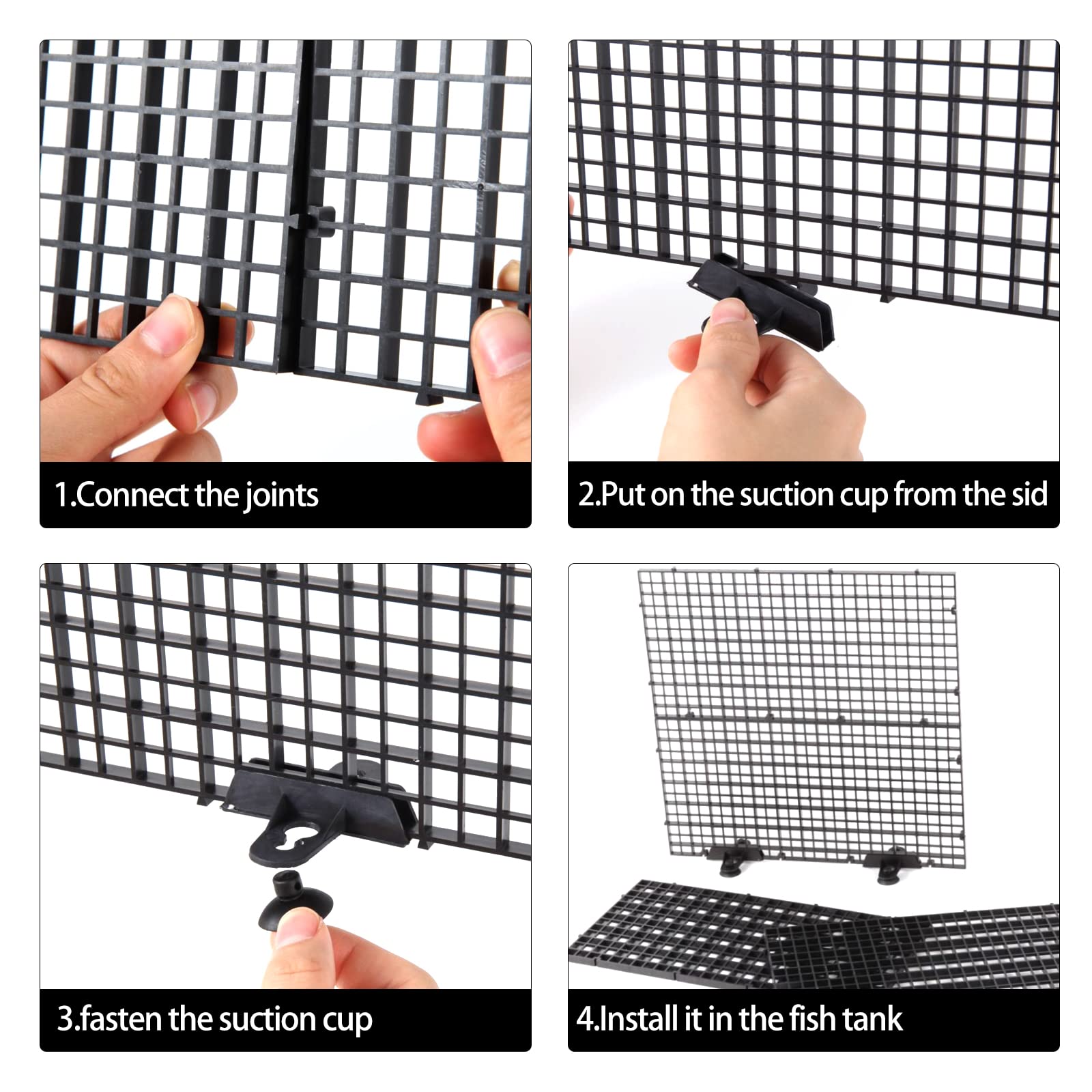 Plastic Divider With Suction Clips 10-Pack Black Plastic Aquarium ...