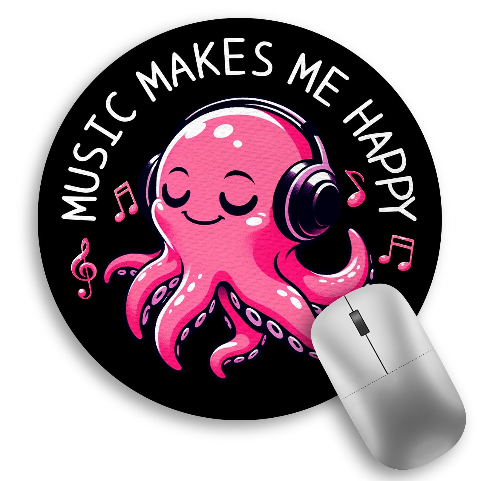Amazon.com: Music Octopus Mouse Pad, Small Round Black Mouse Pads for ...