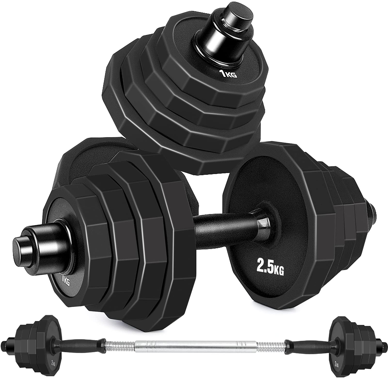 KISS GOLD Adjustable Dumbbell Set, 66 LB Weights Dumbbells Sets, Solid ...