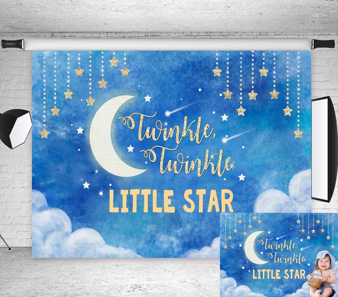 Buy TJ 7X5ft Blue Gold Twinkle Twinkle Little Star Theme Photography ...
