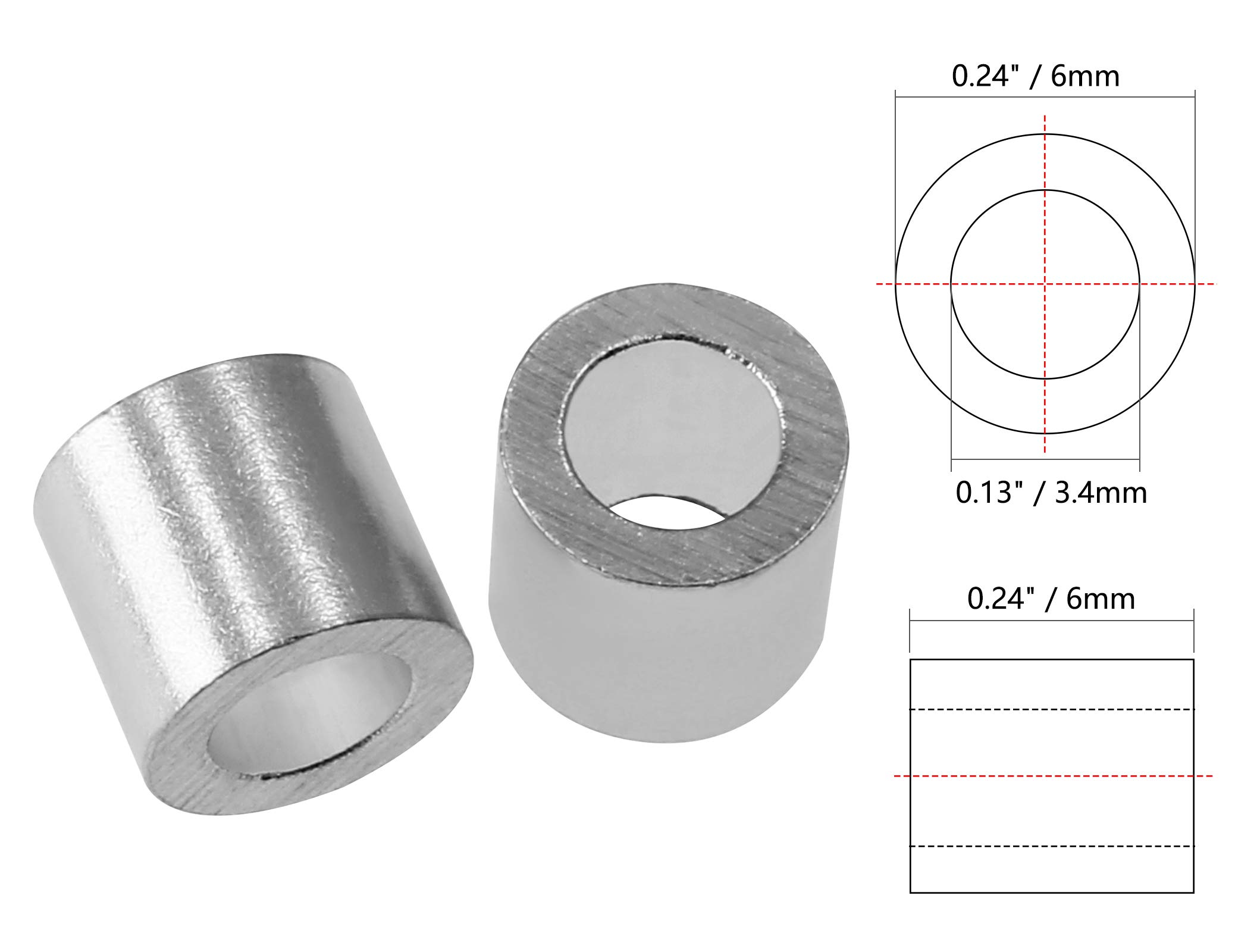 Snapklik.com : PHITUODA 100pcs 1/8 Inch Aluminum Crimping Stop Sleeve ...