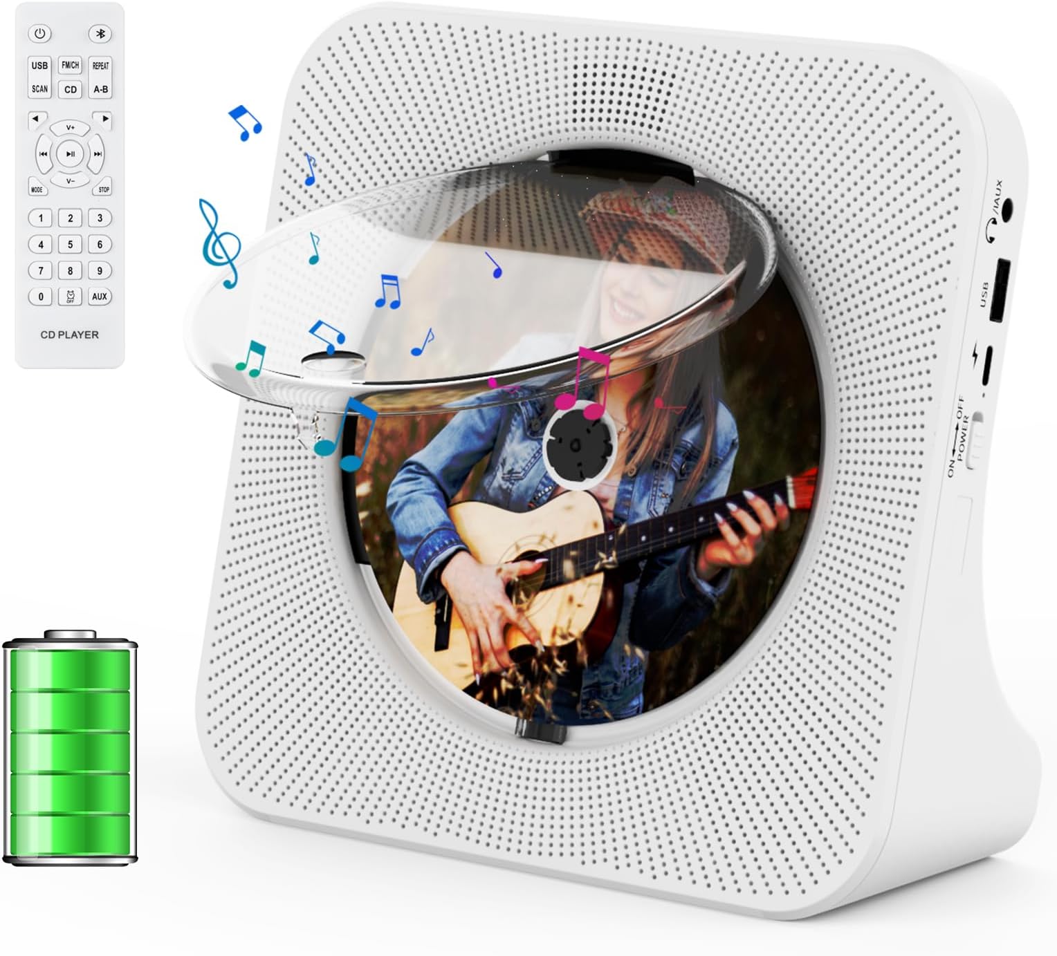 Tragbarer CD-Player mit Bluetooth Gueray Desktop CD Player für zu Hause ...