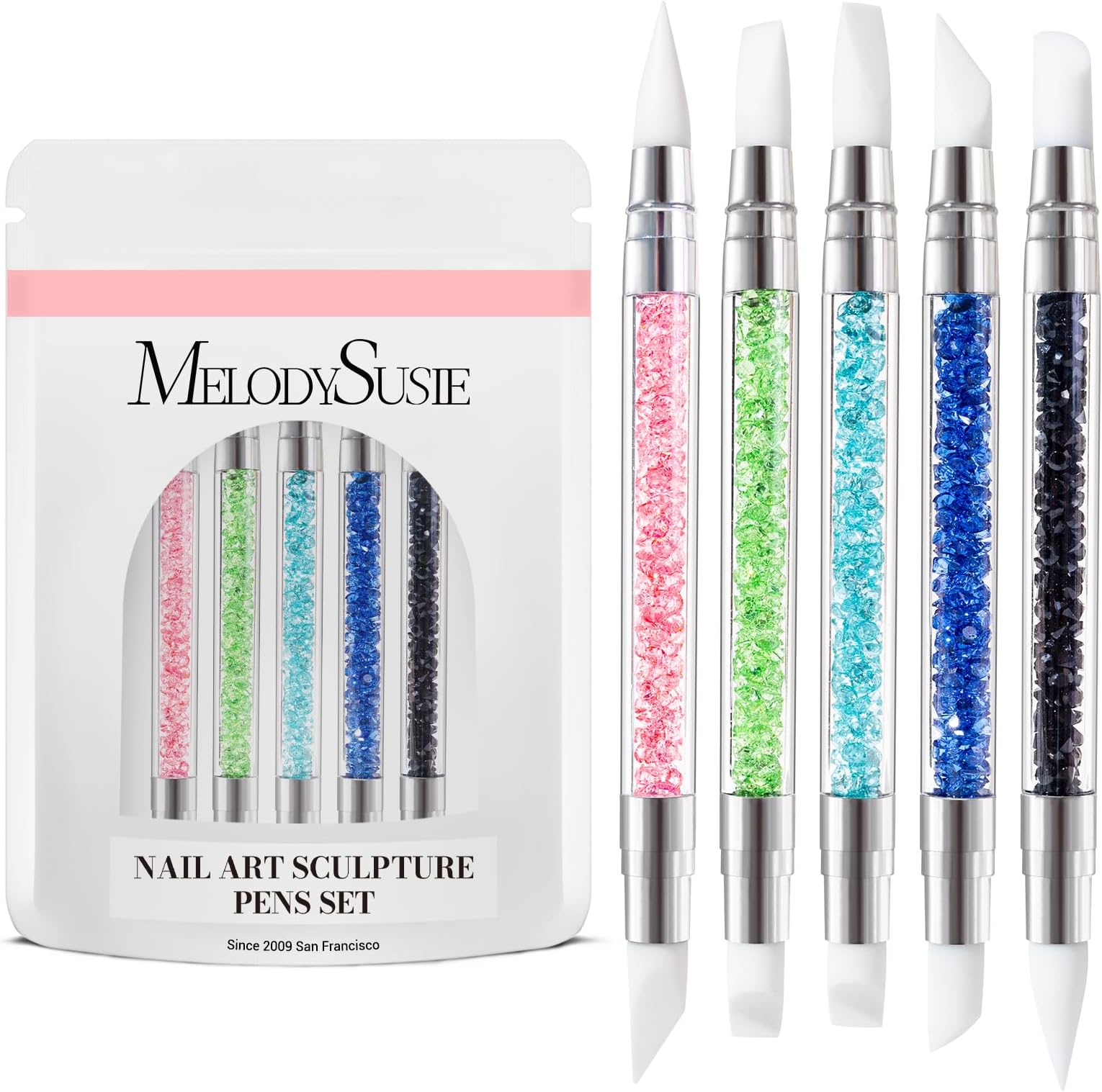 Amazon.com : Abeillo 5PCS Nail Art Sculpture Pen, Dual Tipped Silicone ...